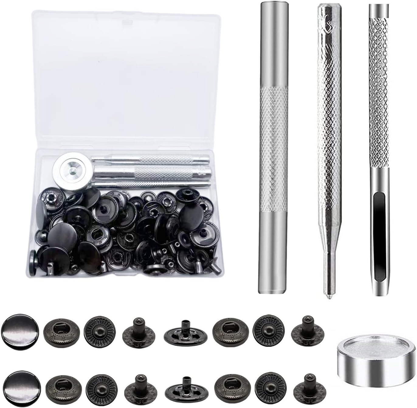 Amazon.com: 15mm Brass Snap Fasteners Kit 80Pcs (20 Sets) with 4PCS ...