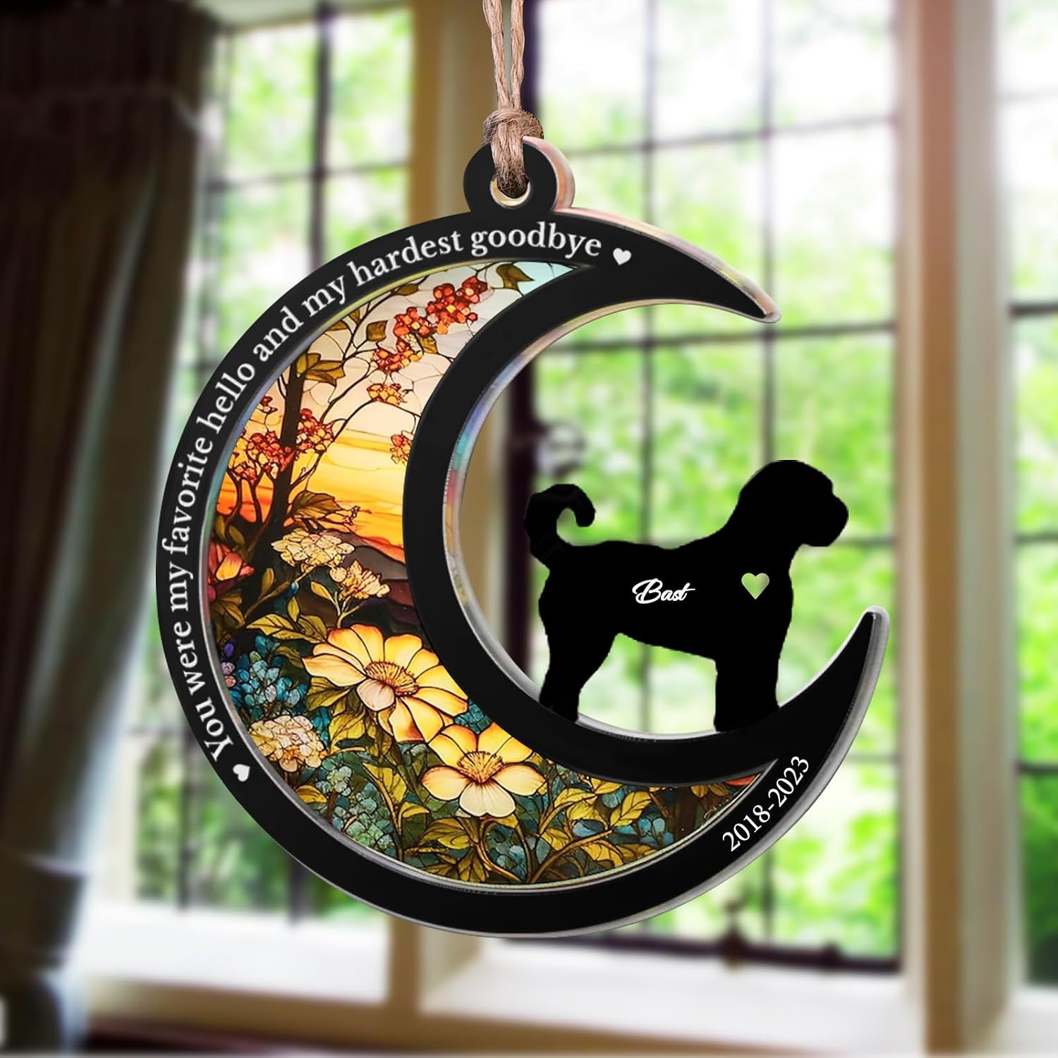 Amazon.com: Dog Memorial Suncatcher, Personalized Dog Breeds Suncatcher ...