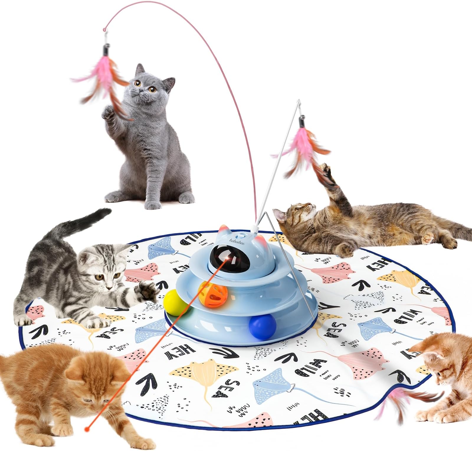 Amazon.com : HaBaeBae Interactive Cat Toys,5-in-1 Automatic Cat Toy for ...