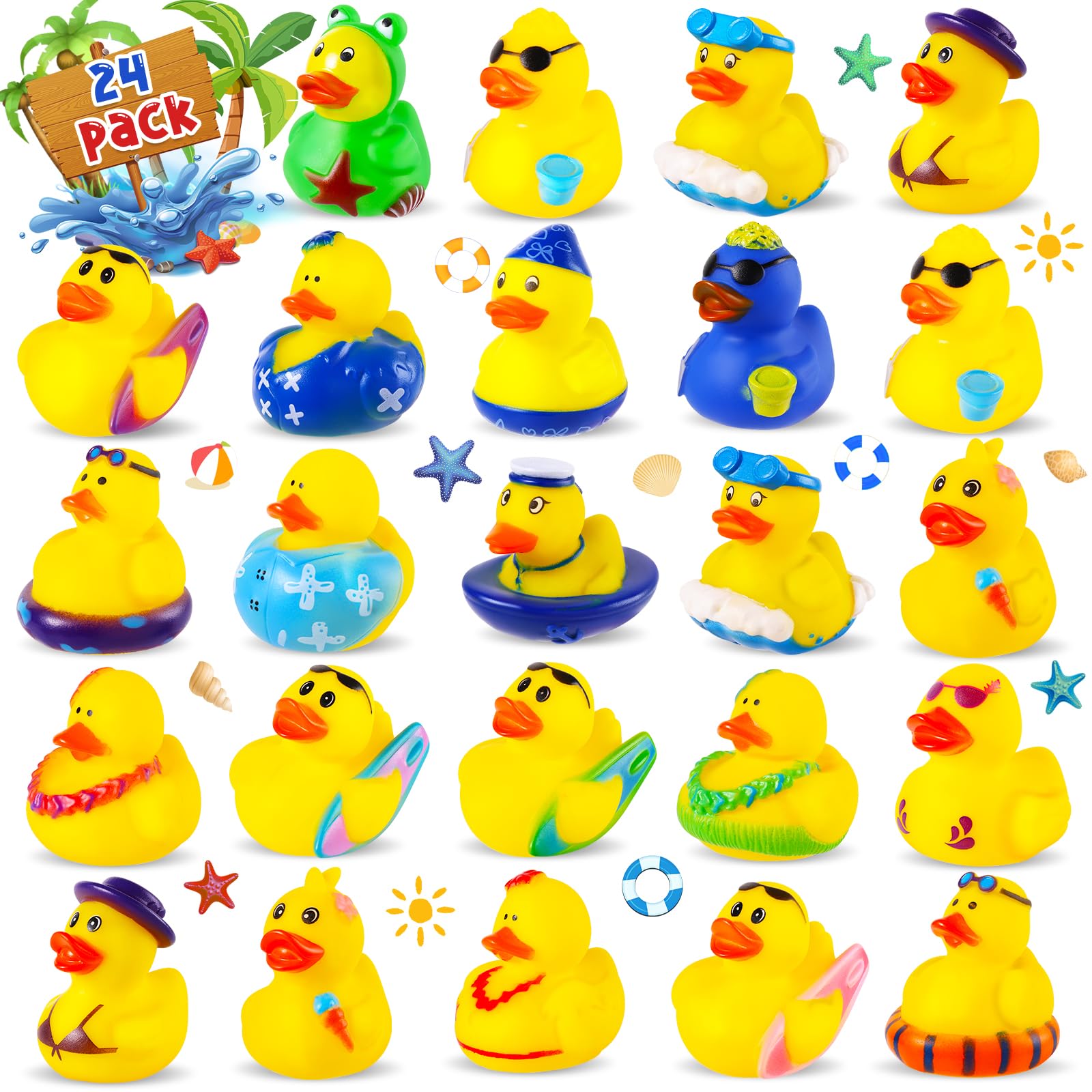 Amazon.com: 24 Pack Summer Rubber Ducks Jeep Ducks for Ducking Assorted ...