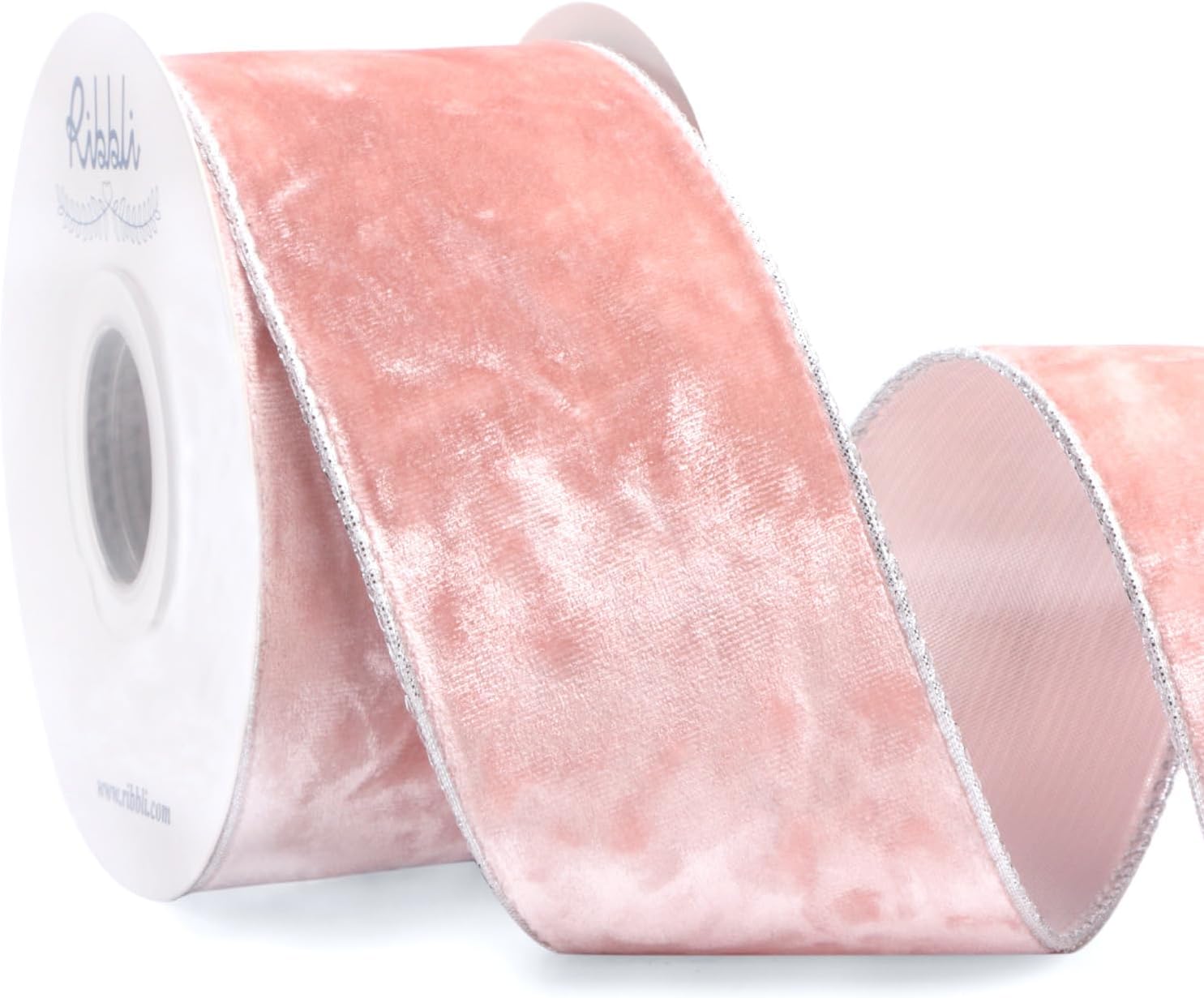 Amazon.com: Ribbl Light Pink Velvet Wired Ribbon 2.5 Inch Metallic ...