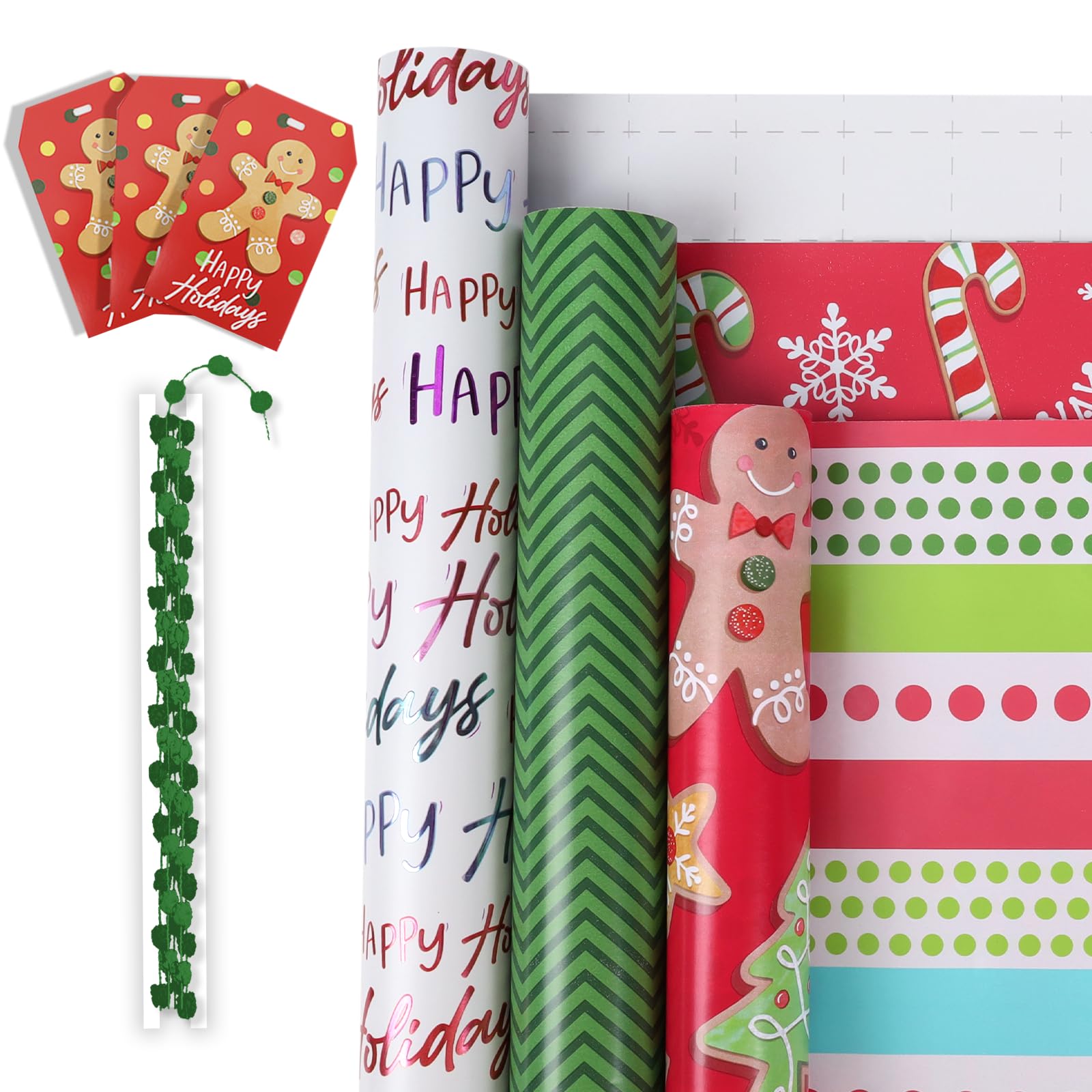 Amazon.com: LaRibbons Reversible Christmas Wrapping Paper Set ...