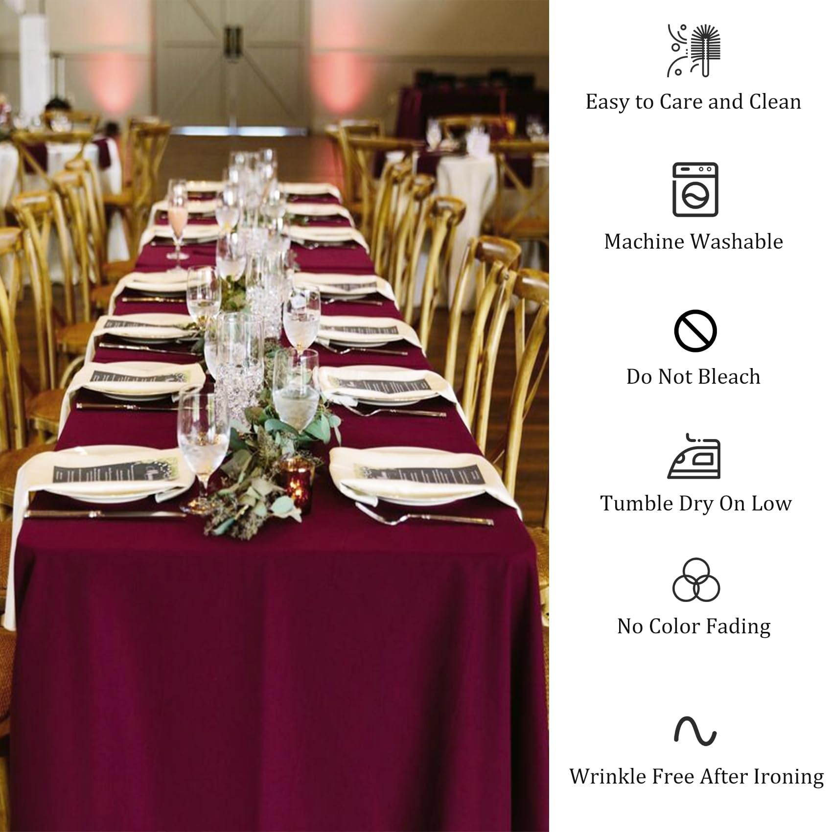 Snapklik.com : 8 Pack Premium Burgundy Tablecloth 60 X 126 Inch ...