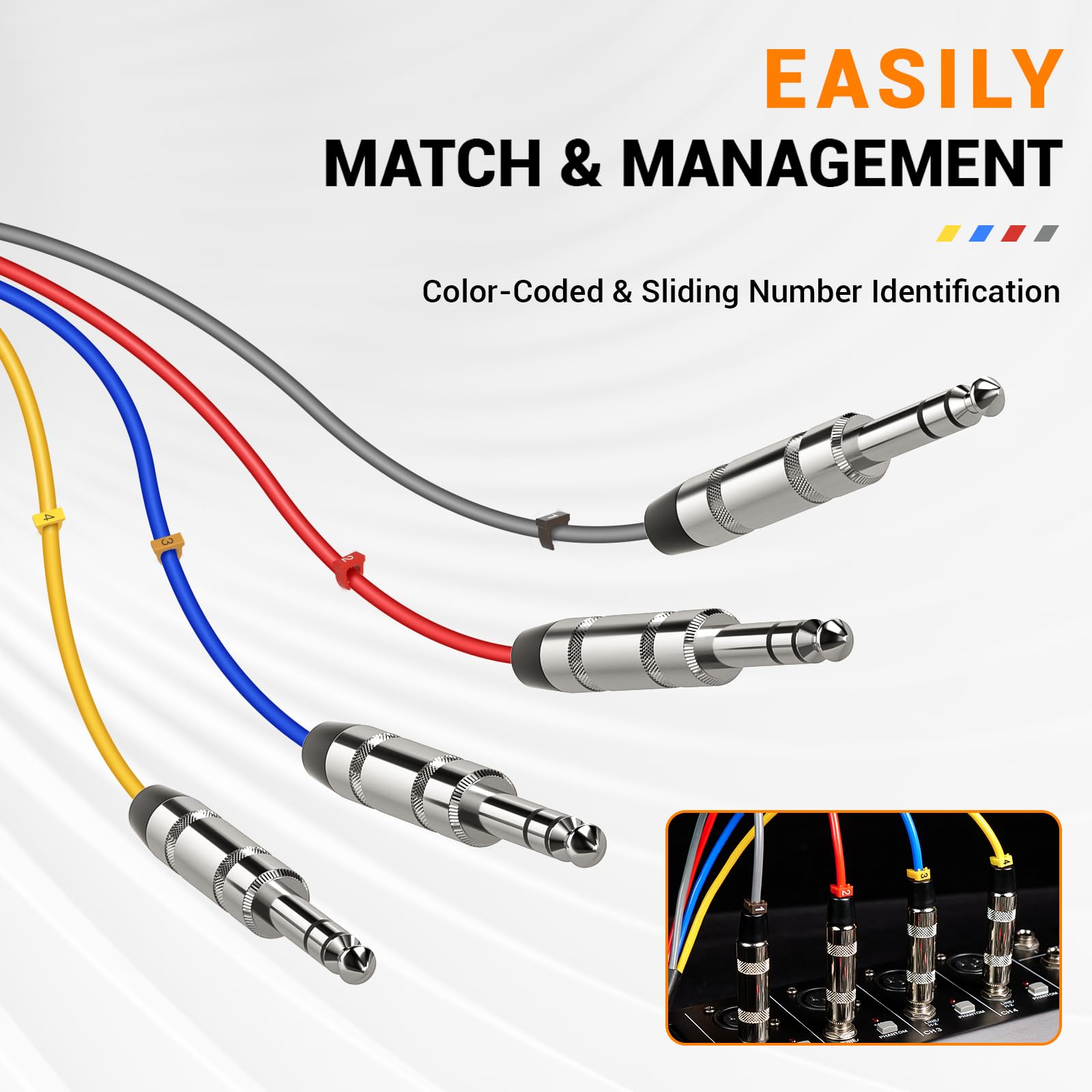 Snapklik.com : Phenyx Pro 4-Channel TRS Snake Cable, Color-Coded TRS ...