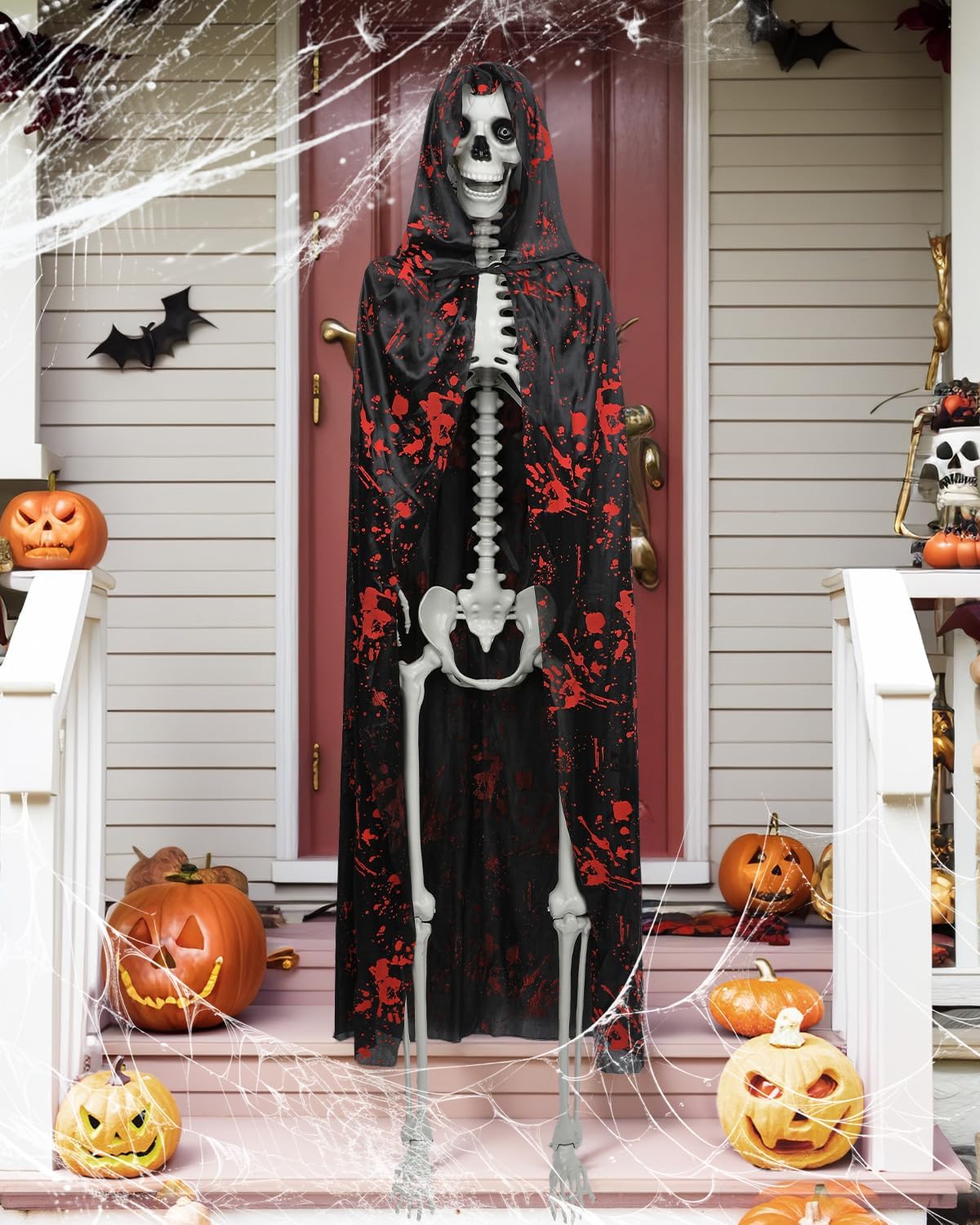 Amazon.com: GlamSpark 6Ft/5.4Ft Skeleton Decor Accessories - Hooded ...