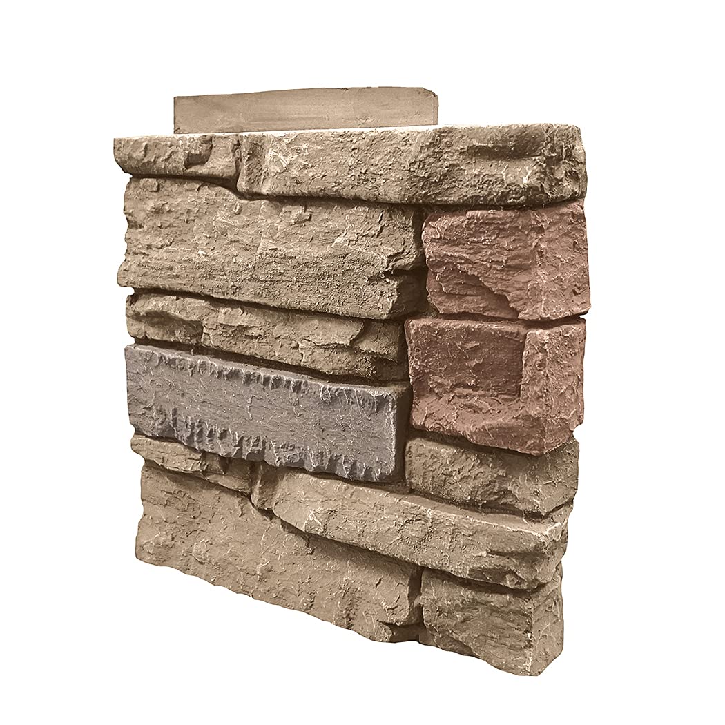 GenStone Faux Stacked Stone Right Corner Panel 12.5" x 11.25" in Desert ...