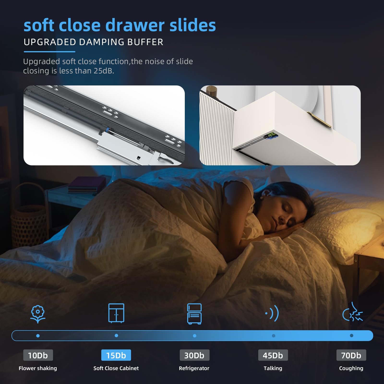 Snapklik.com : Chibery 1 Pair 21 Inch Full Extension Undermount Soft Close Drawer Slides