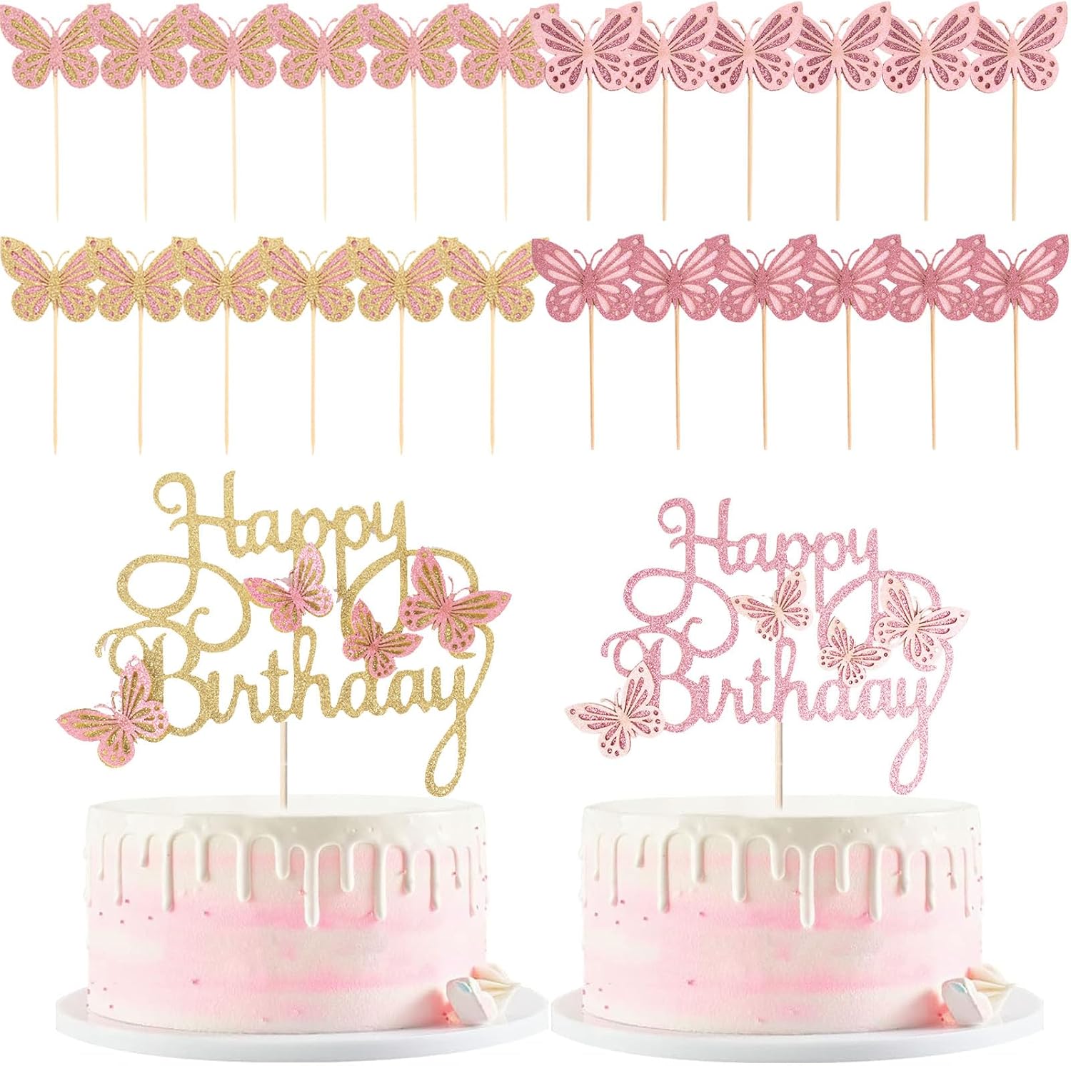Amazon.com: SAMOKA Butterfly Cake Toppers,26 PCS 3D Butterfly Cupcake ...