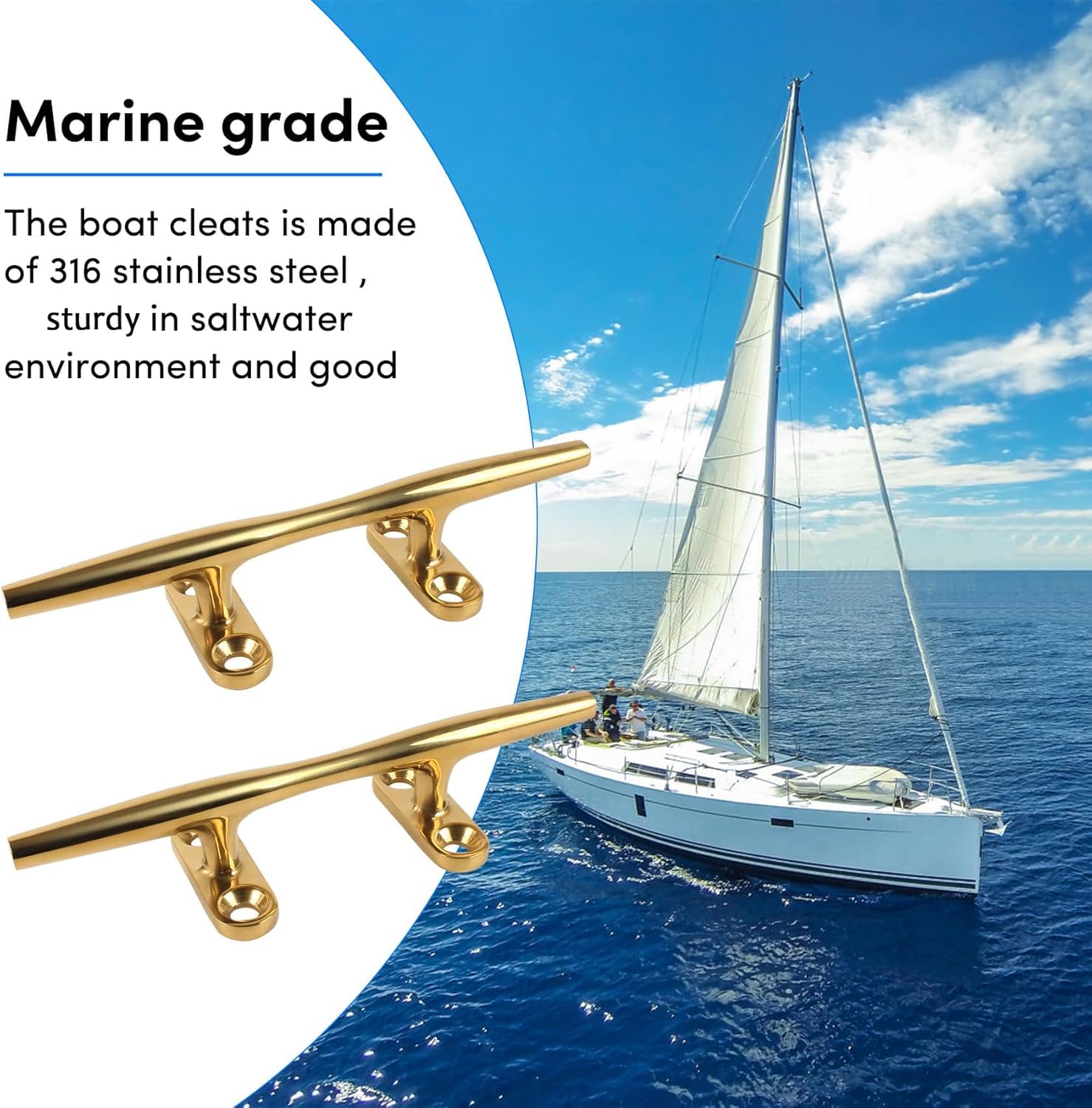 Snapklik.com : Boat Cleat, Brass Color Dock Cleats 6 Inch, 316 ...