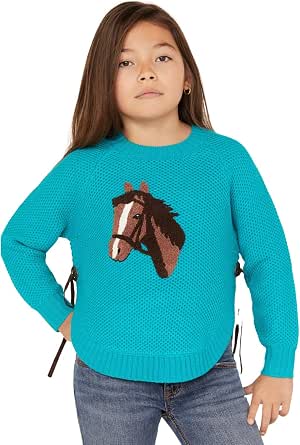 Amazon.com: Cotton Girls' and Rye Horse Graphic Sweater - Crg217tq ...