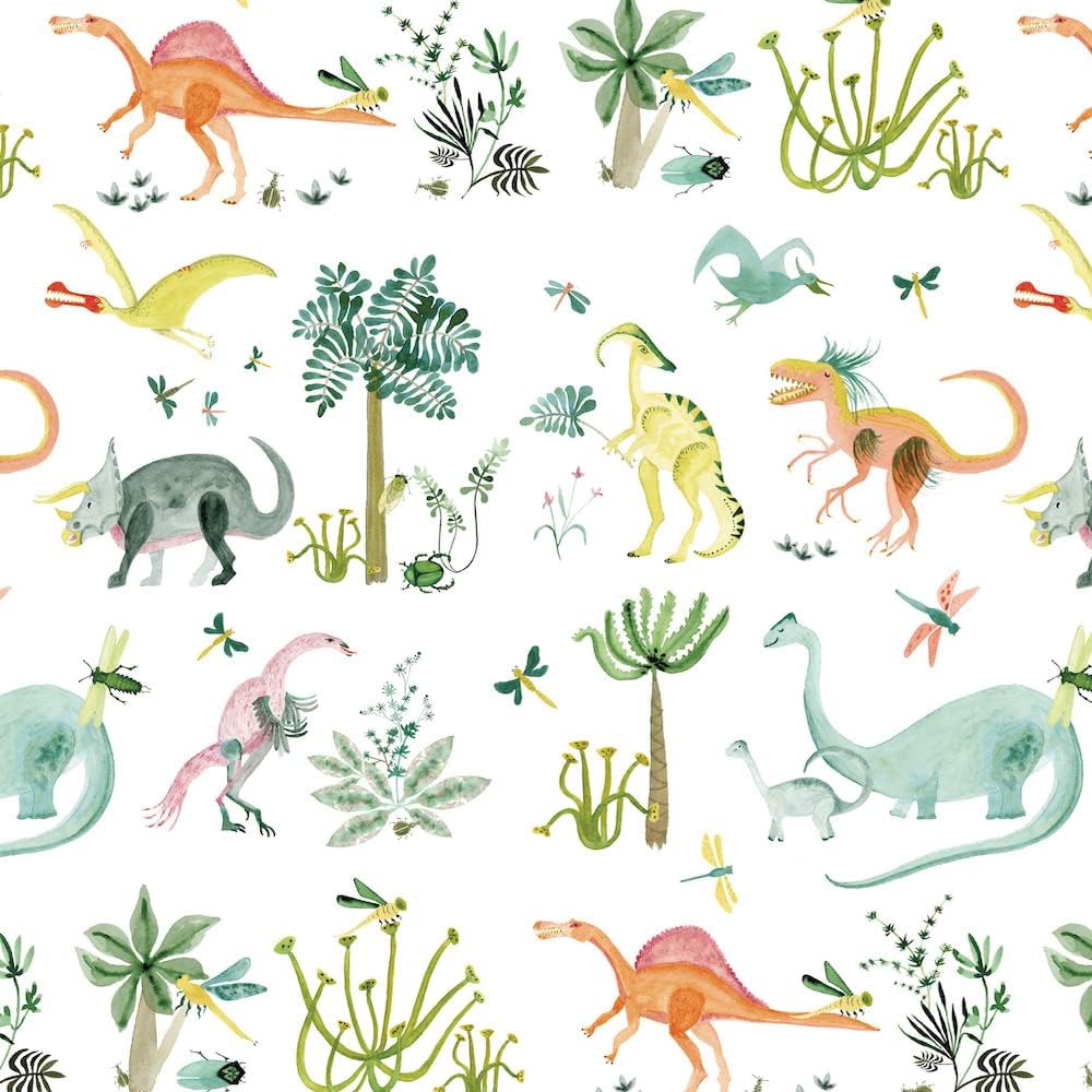 Amazon.com: REVEL & Co Dinosaurs Birthday Giftwrap Paper - Six Flat ...