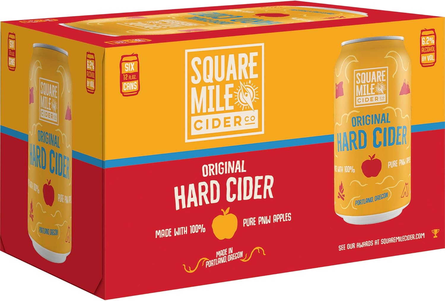 Amazon.com: Square Mile Cider, Cider Original Hard Apple, 6pk, 12 Fl Oz ...
