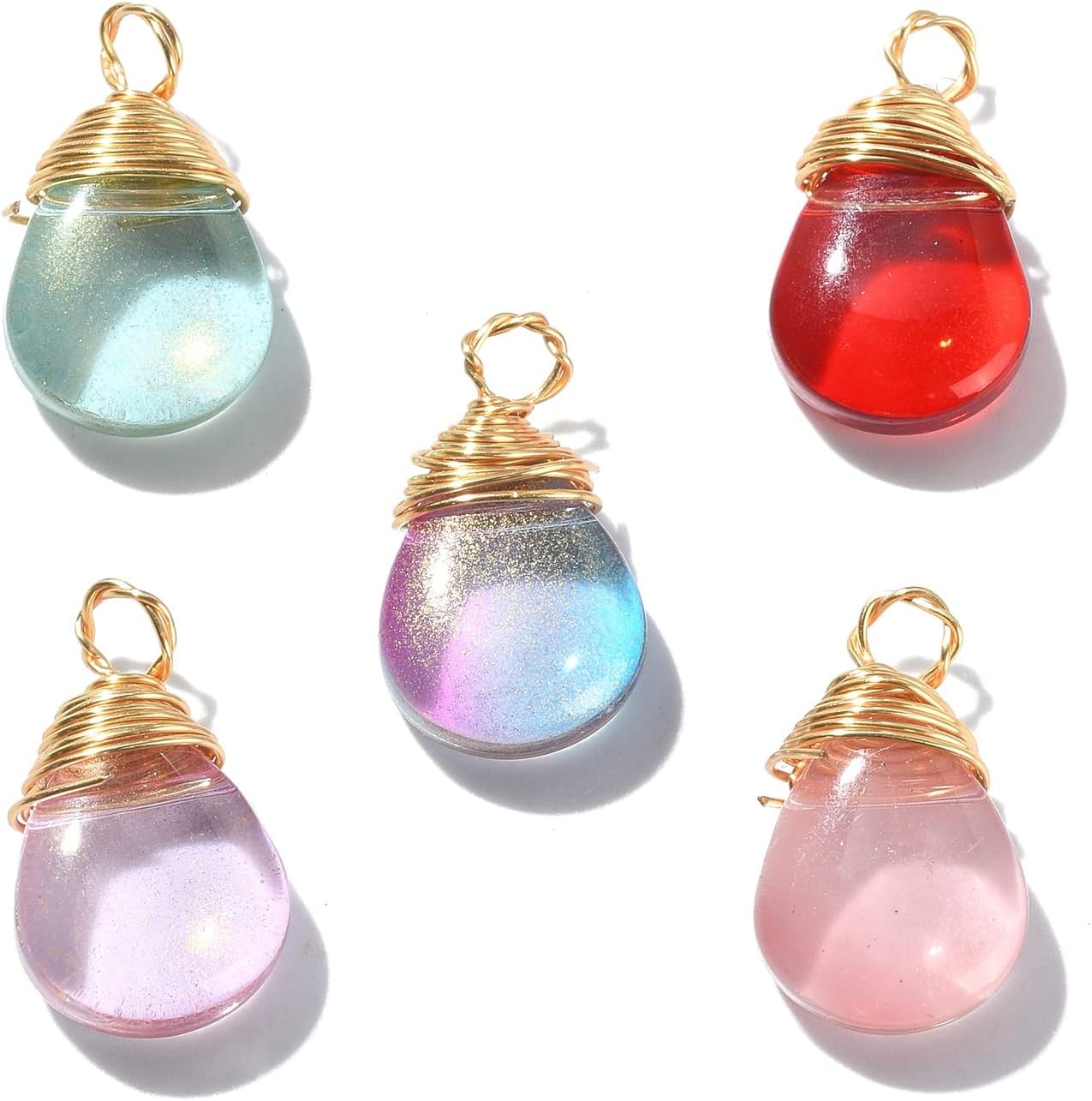 Amazon.com: Ipotkitt 50 Pcs Mixed Color Transparent Glass Teardrop ...