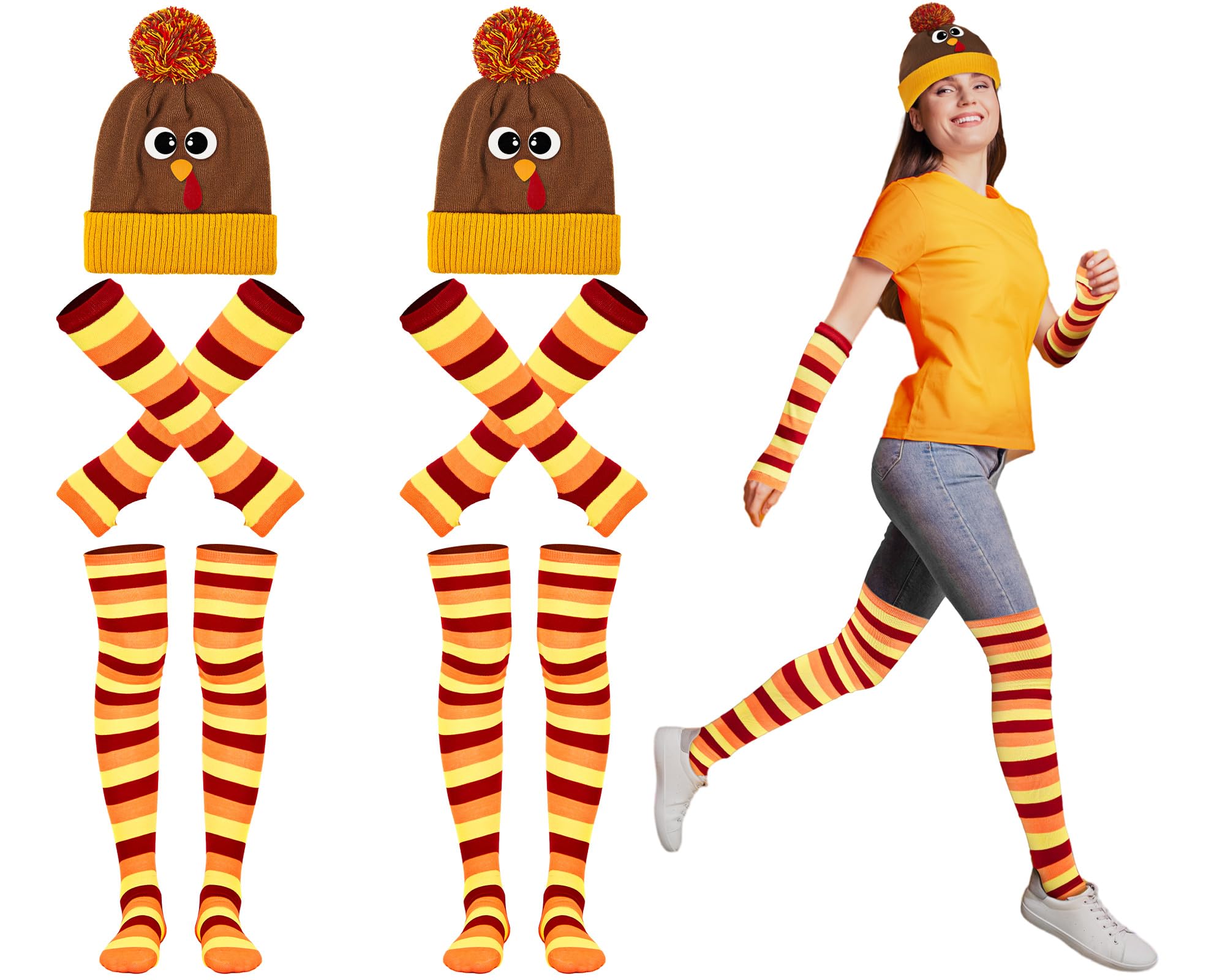 Amazon.com: Deekin 8 Pcs Turkey Trot Costumes Thanksgiving Costume ...