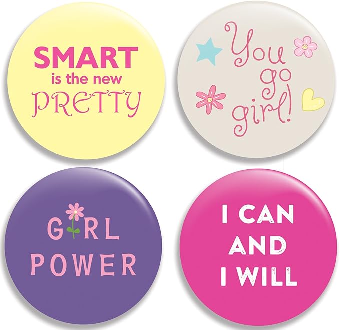 Amazon.com: Girl Power Colorful Pinback Buttons/Pins - 2.25 inches ...