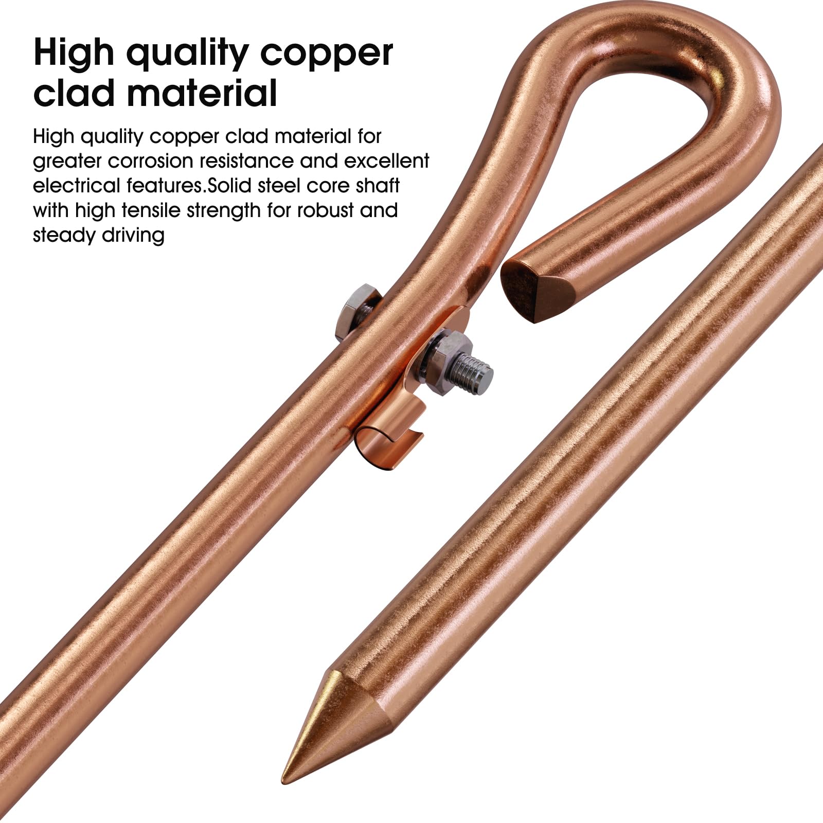 Snapklik.com : Portable Ground Rod - Copper Electrical Grounding Pin