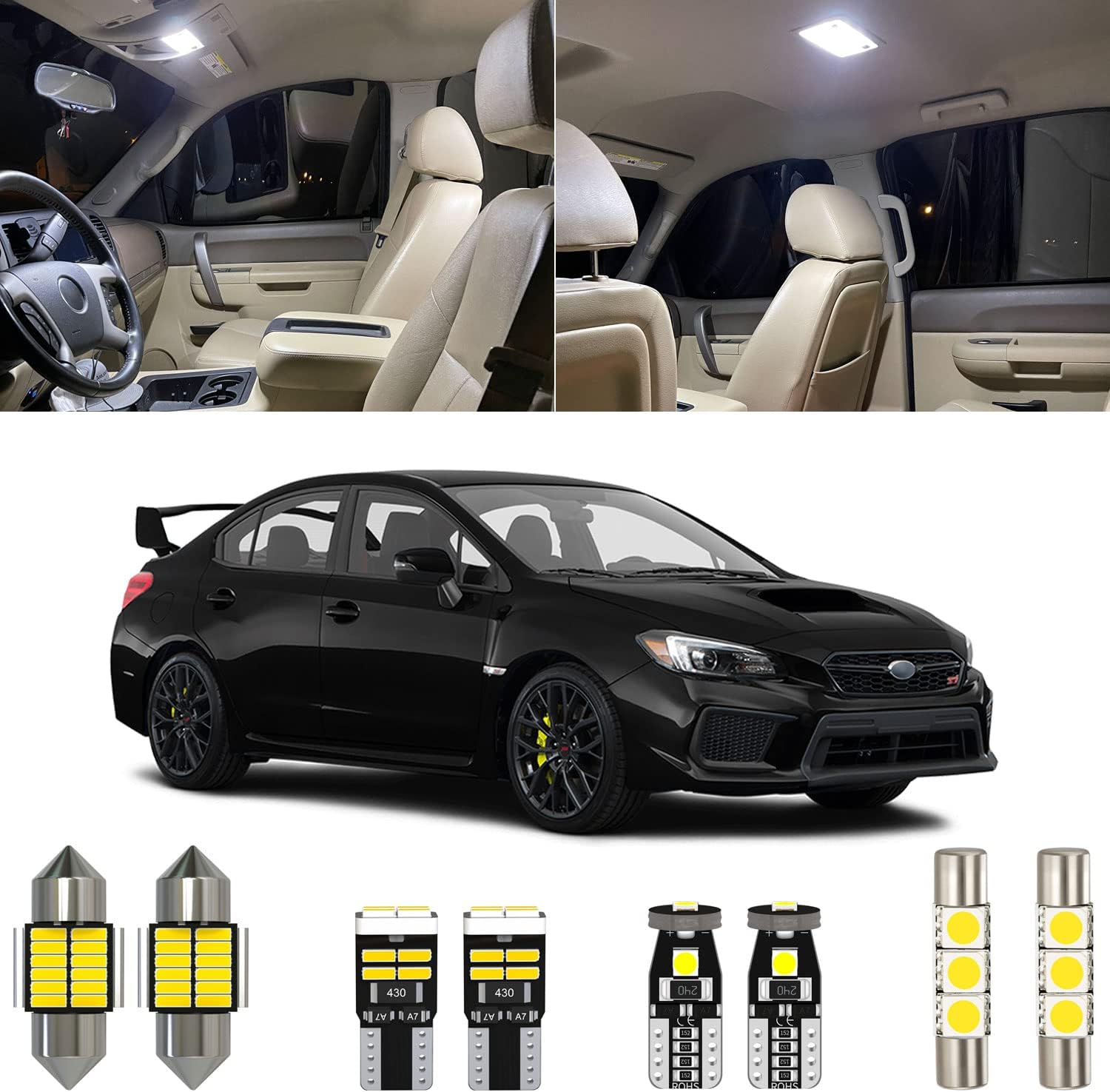 Amazon.com: Xpismii 8 Piece 6000K White LED Interior Light Kit Package ...