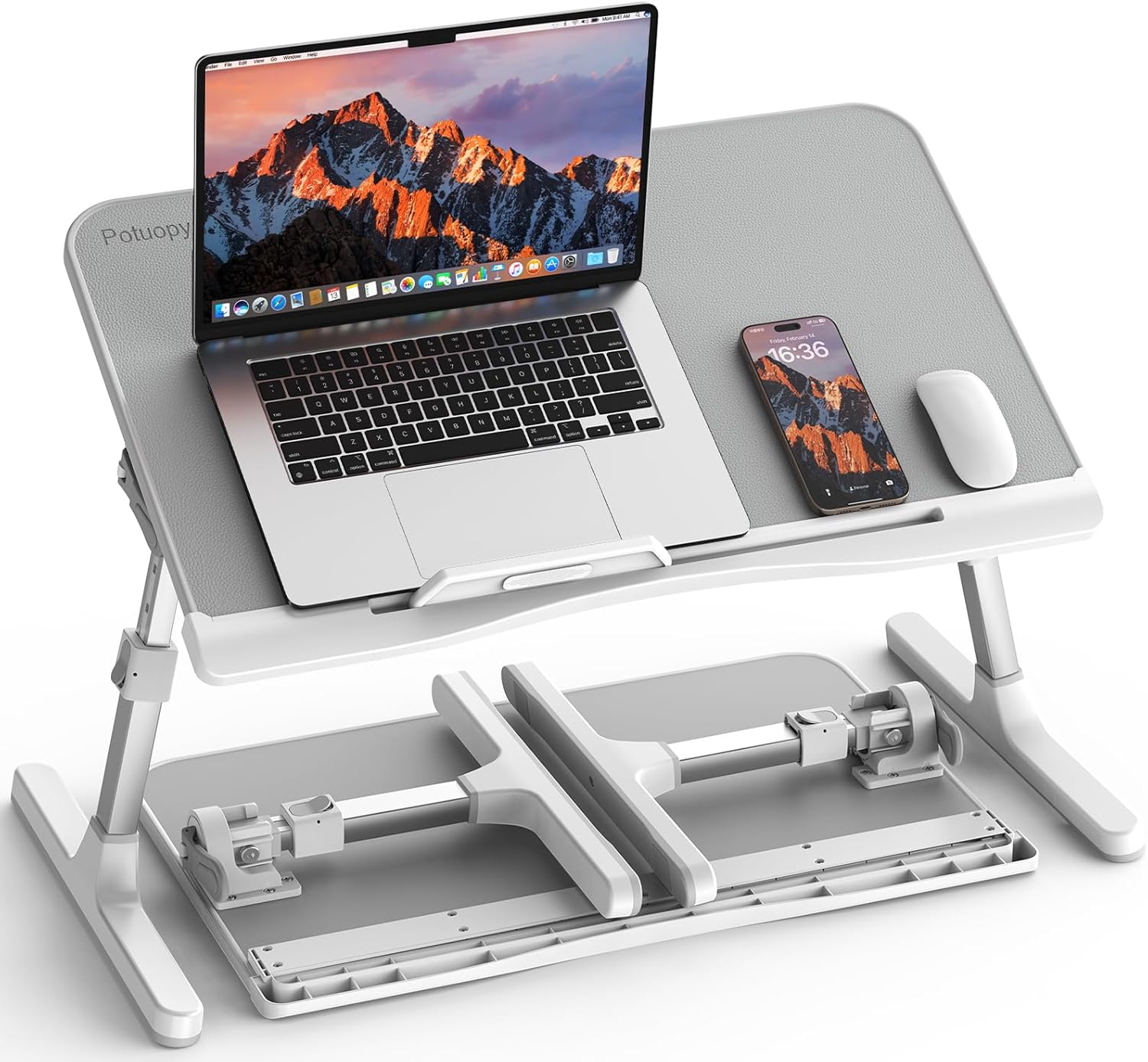 Amazon.com: Adjustable Laptop Stand for Bed, Potuopy Leather Laptop ...