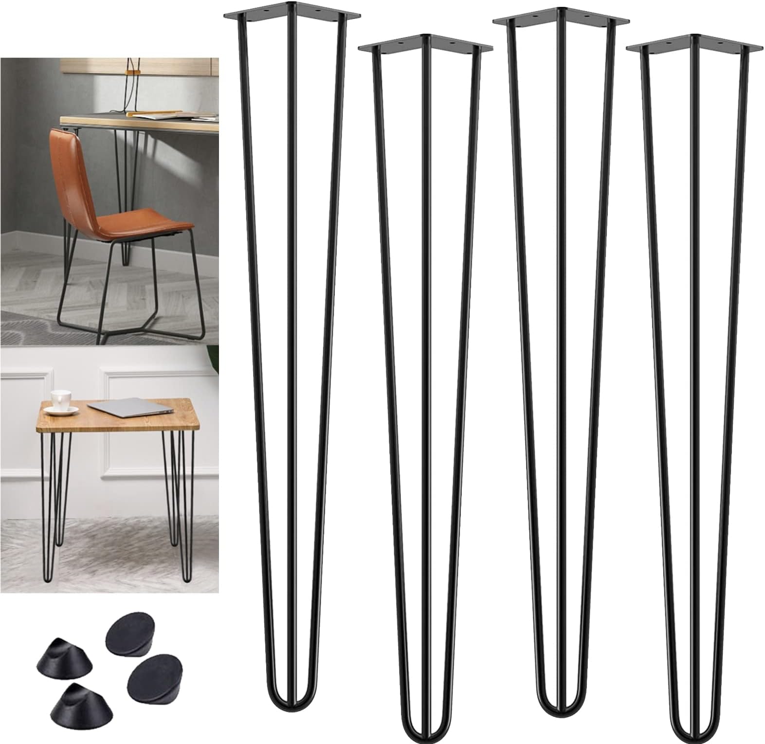 VEVOR Hairpin Table Legs Black Set of 4 Desk Legs Each 220lbs Capacity ...