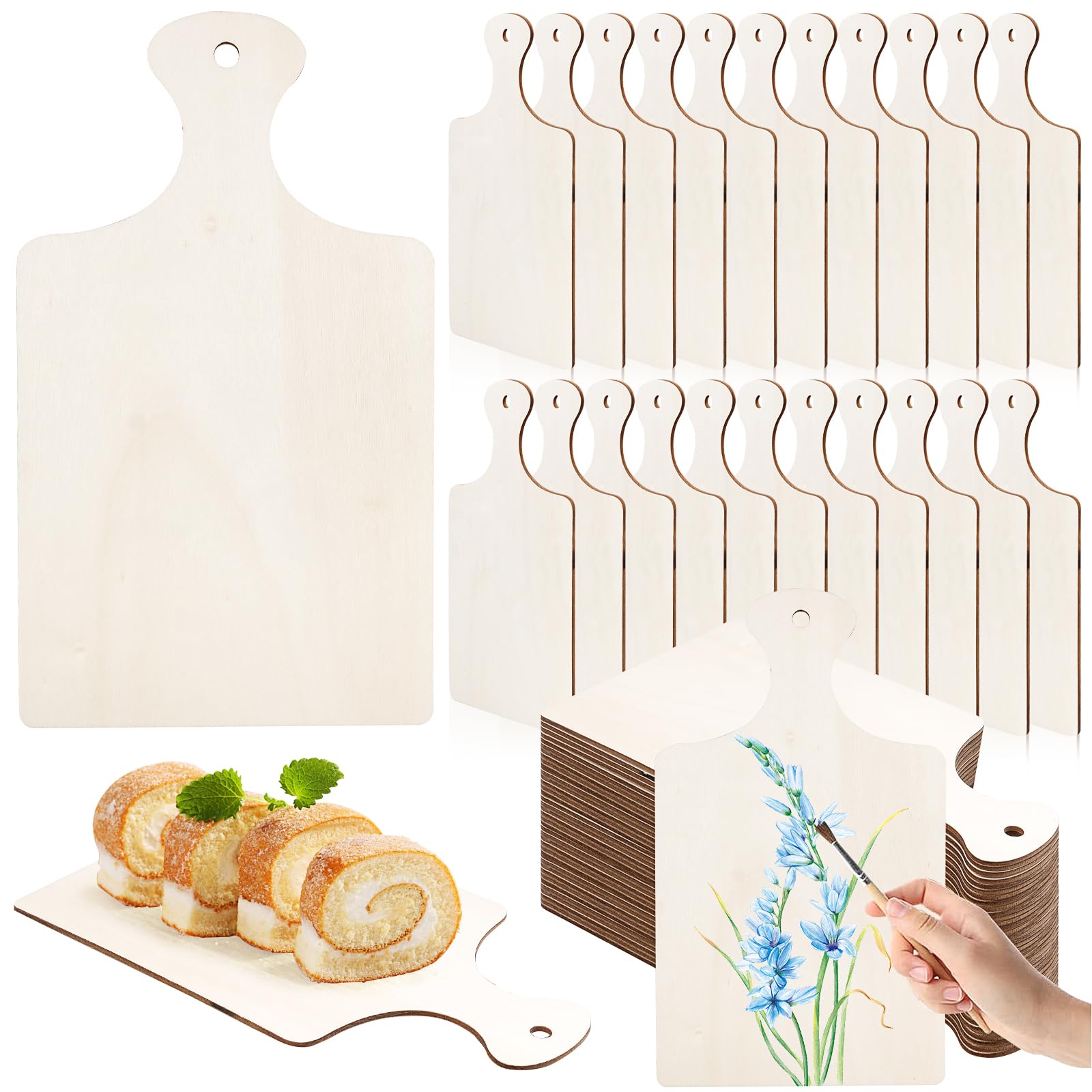 60Pcs Mini Wooden Cutting Boards, Wood Chopping Board with Handle ...
