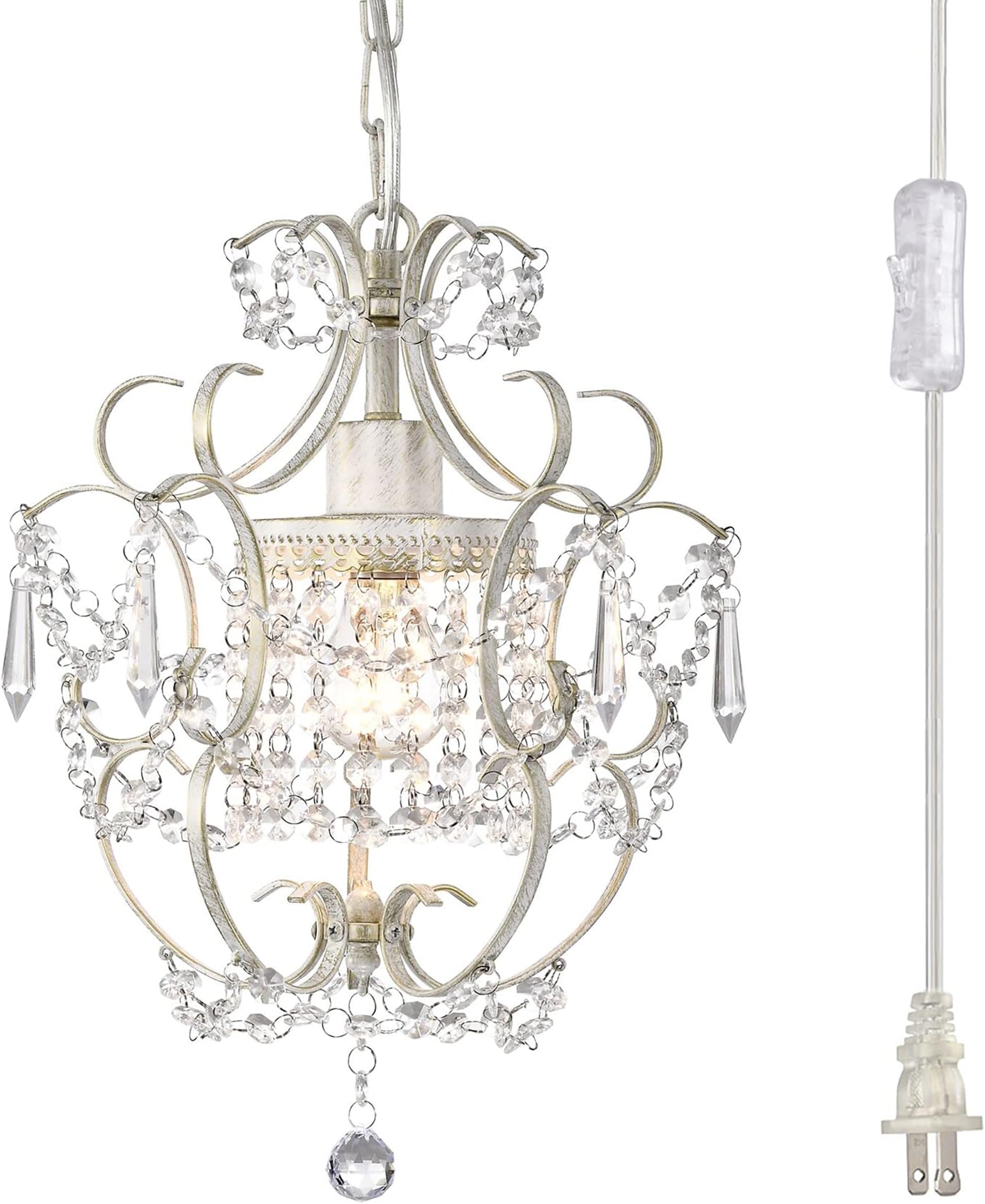 Plug in Chandelier Mini Acrylic Crystal Chandelier Lighting 1 Light ...