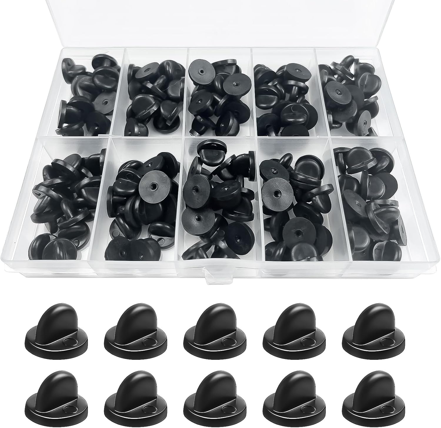 Amazon.com: DUFEIMOY 150Pcs Black Rubber Pin Backs Locking, Locking Pin ...