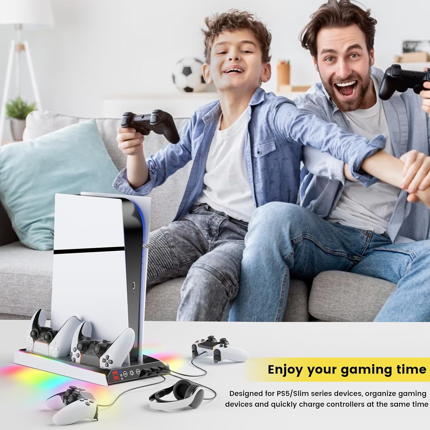 PS5/PS5 Slim/Pro Stand with Adjustable Cooling Fan, PS5 Cooling Stand ...