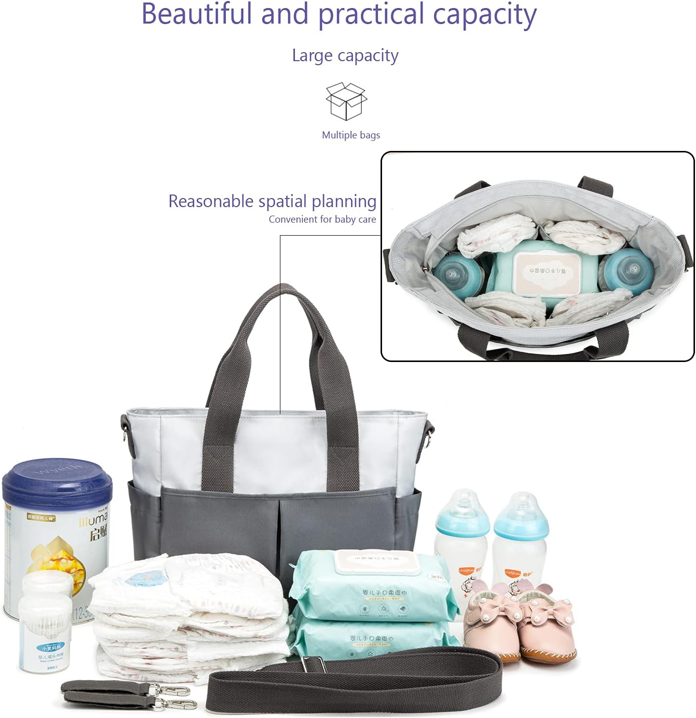 ROYALFAIR Baby Changing Bag Satchel Small Diaper Bag Nappy Changing ...