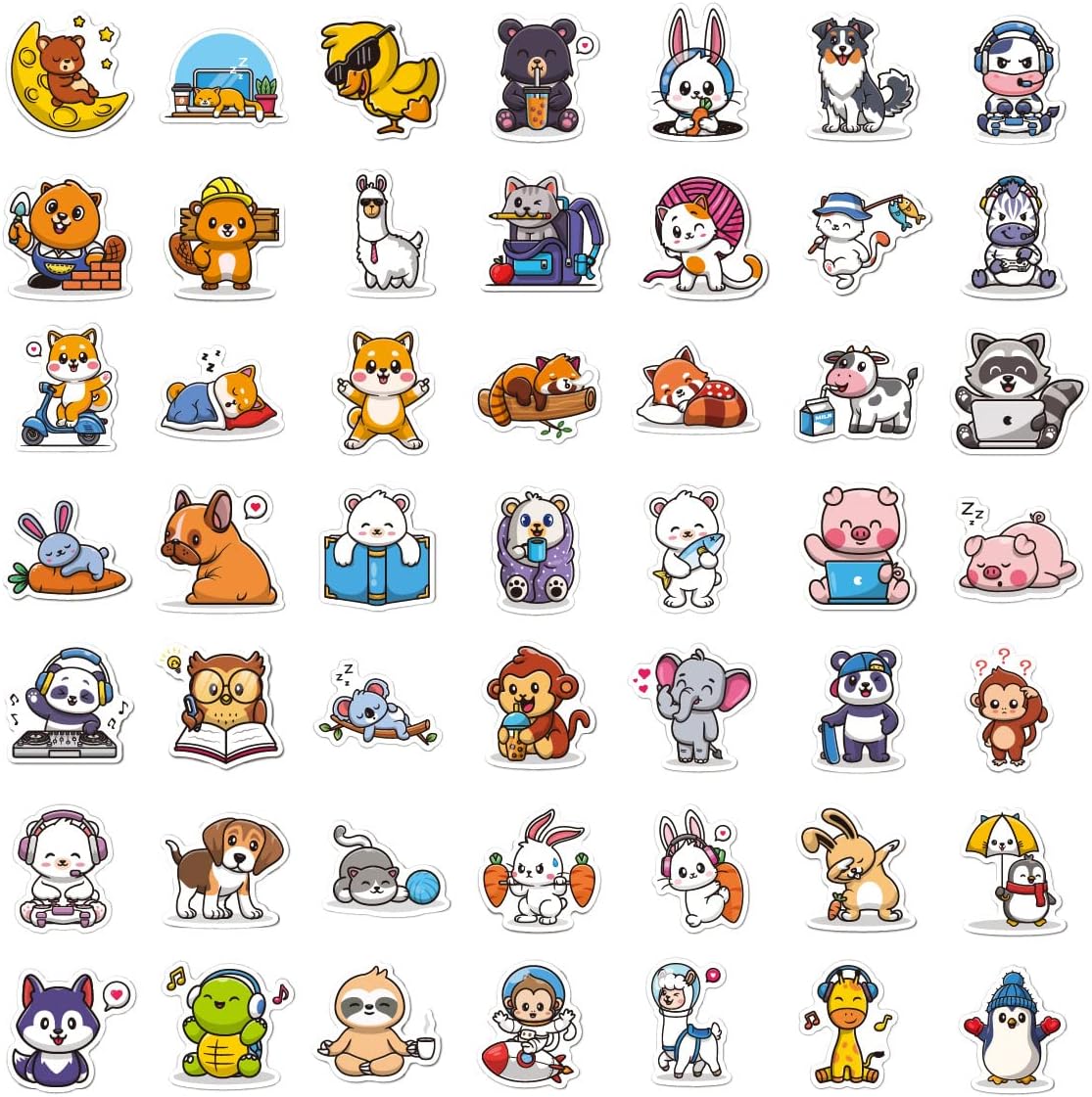 100 Pcs Cute Animals Stickers Waterproof Nature Animal Stickers for ...