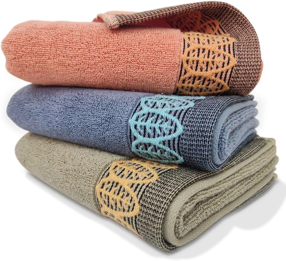 Amazon.com: Jacquotha Wavy Striped Cotton Hand Towels, Set of 2, Dry ...