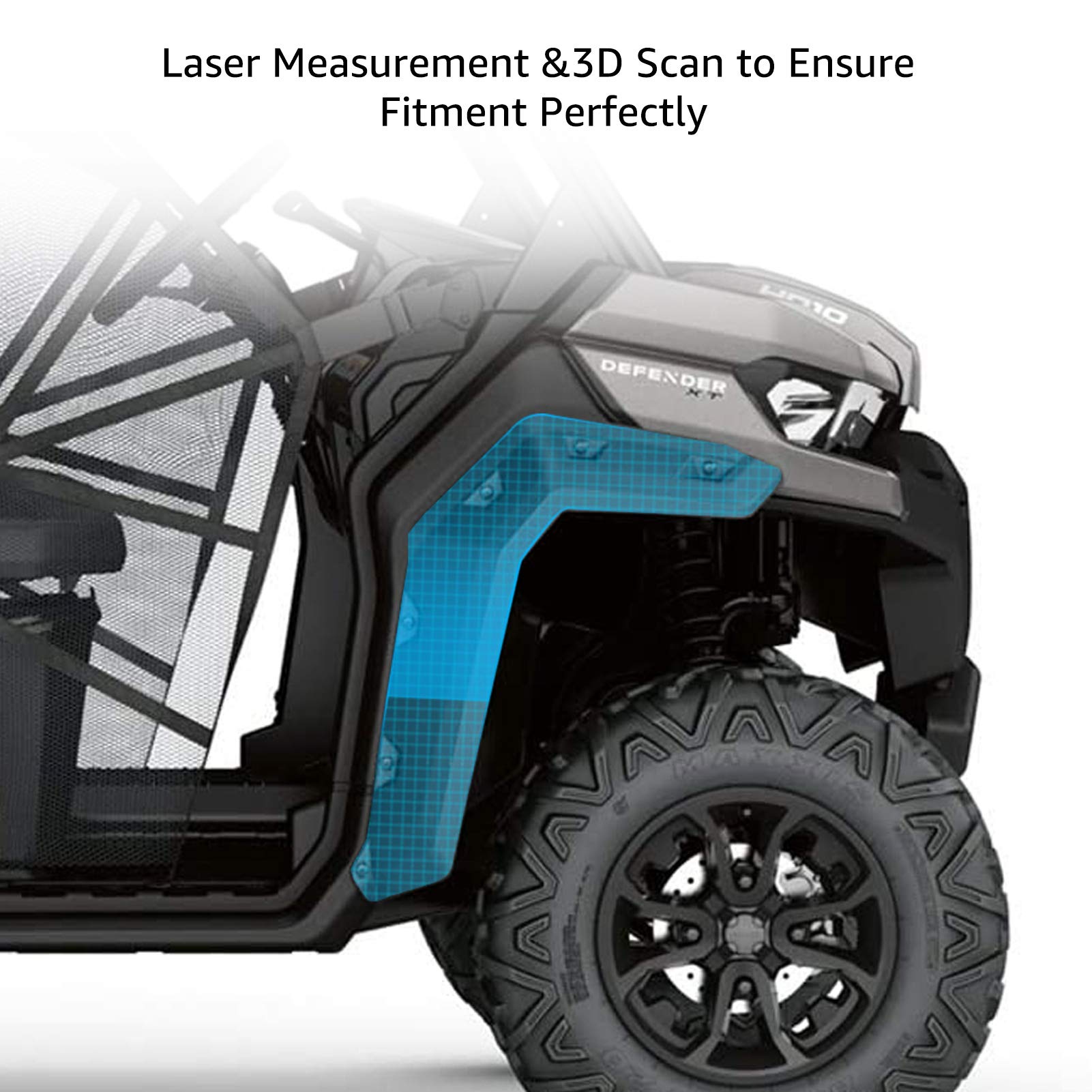 A & UTV PRO Defender Fender Flare Extended Wider,Front & Rear ...