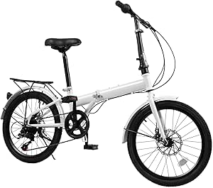 Amazon.com : 7 Speed 20 inch Adult Folding Bike with Front and Rear ...