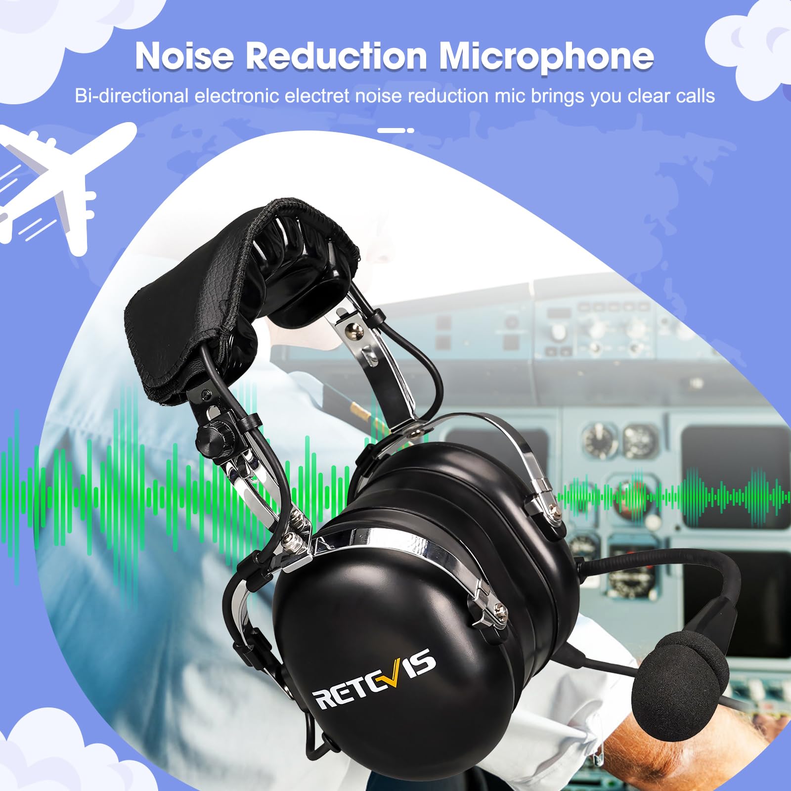 Snapklik.com : Retevis EHG001 General Aviation Headset, Mono And Stereo ...
