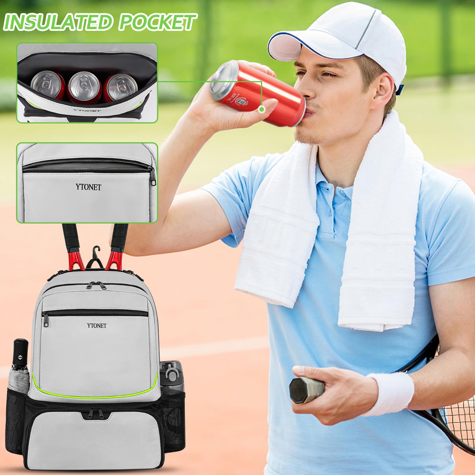 Tennis Bag Tennis Backpack 2 Rackets for Women Men Large Racket Bags ...