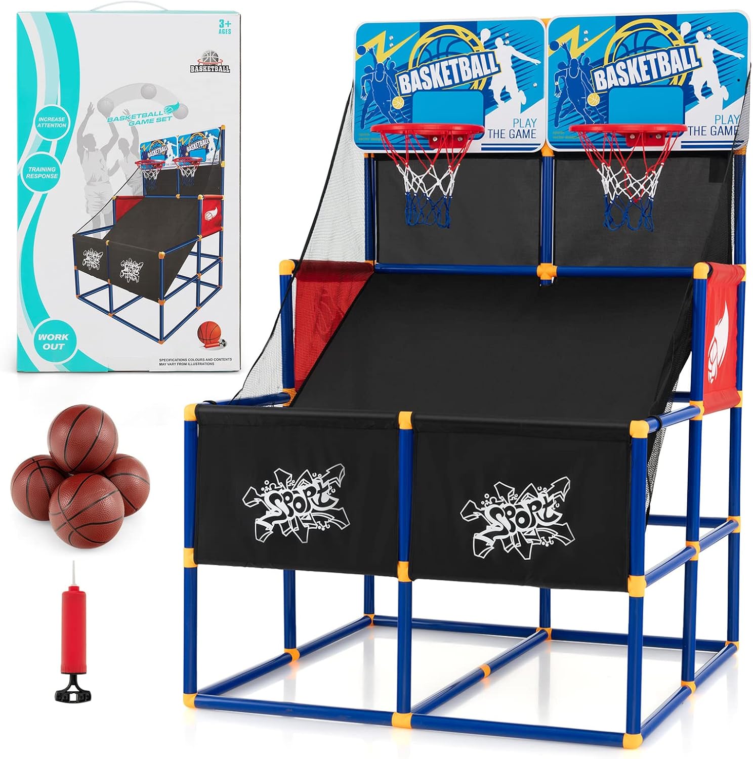 Giantex Arcade Basketball Hoop for Kids - Indoor Outdoor 2 Player Dual ...