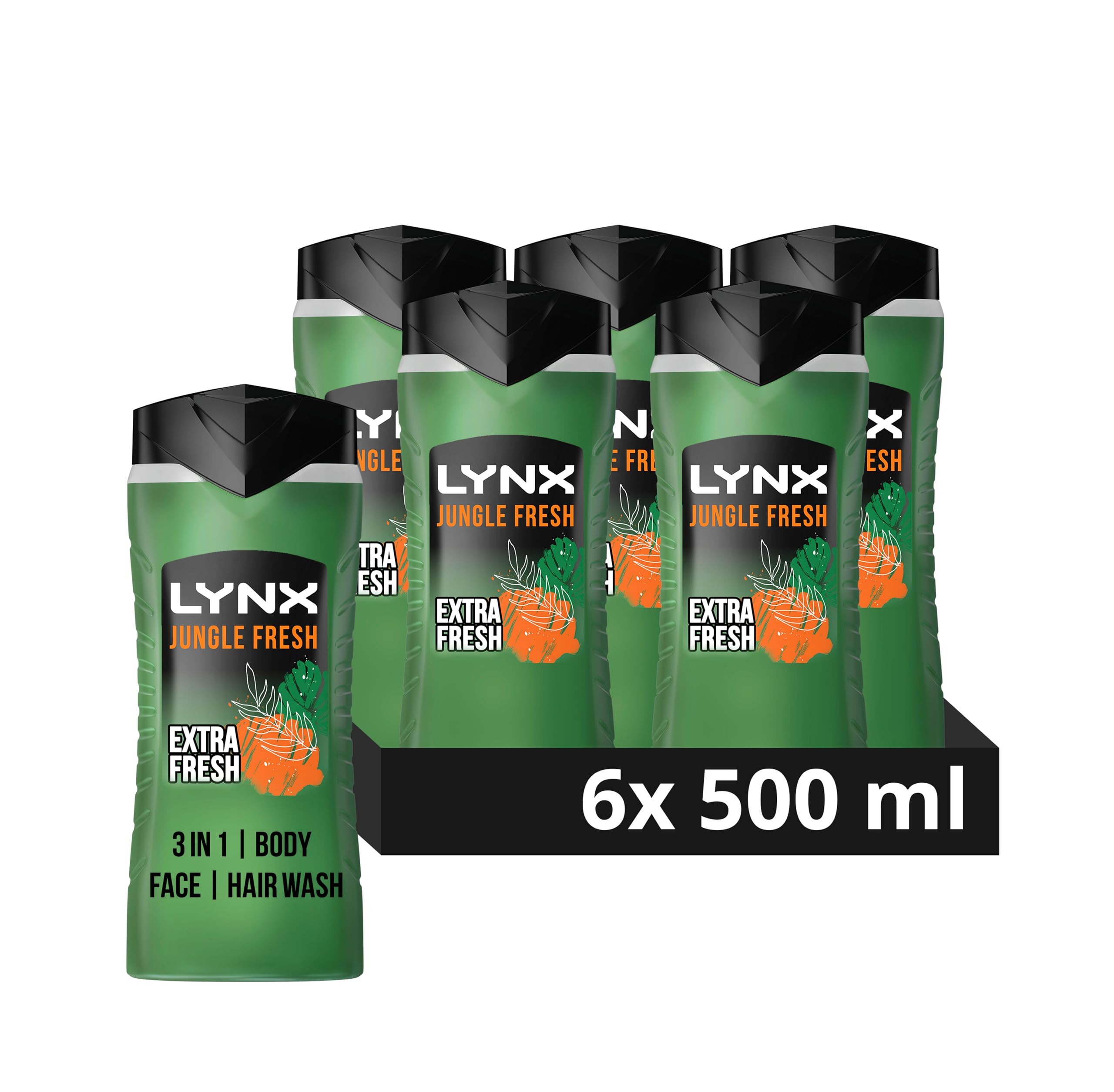 Lynx Jungle Fresh 3-in-1 Body Wash hair, face and body cleanser with a ...