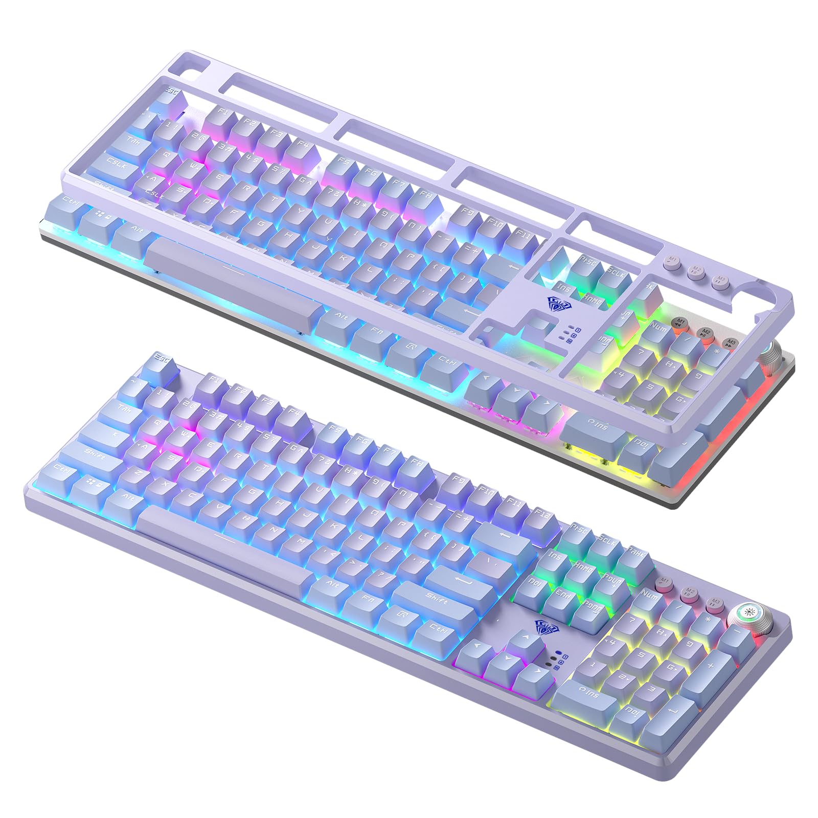 Amazon.com: AULA F2088 Pro Keyboard, 108 Keys Purple Mechanical ...