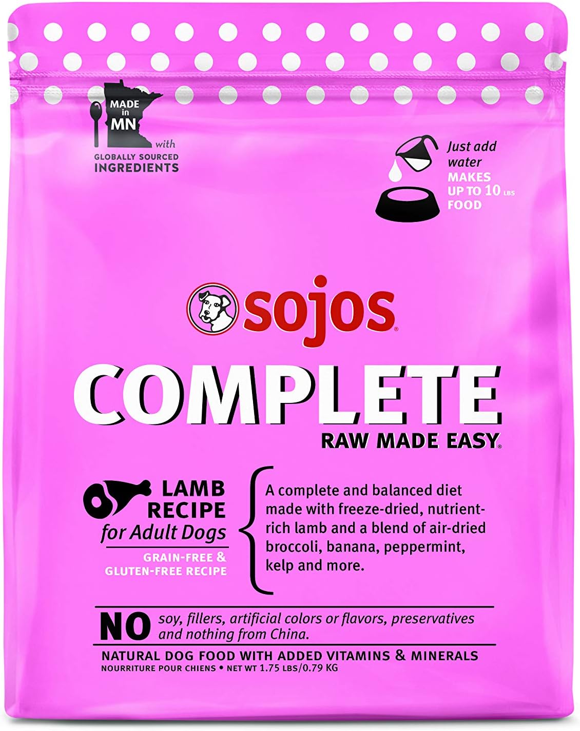Amazon.com: Sojos Complete Lamb Recipe Adult Grain-Free Freeze-Dried ...