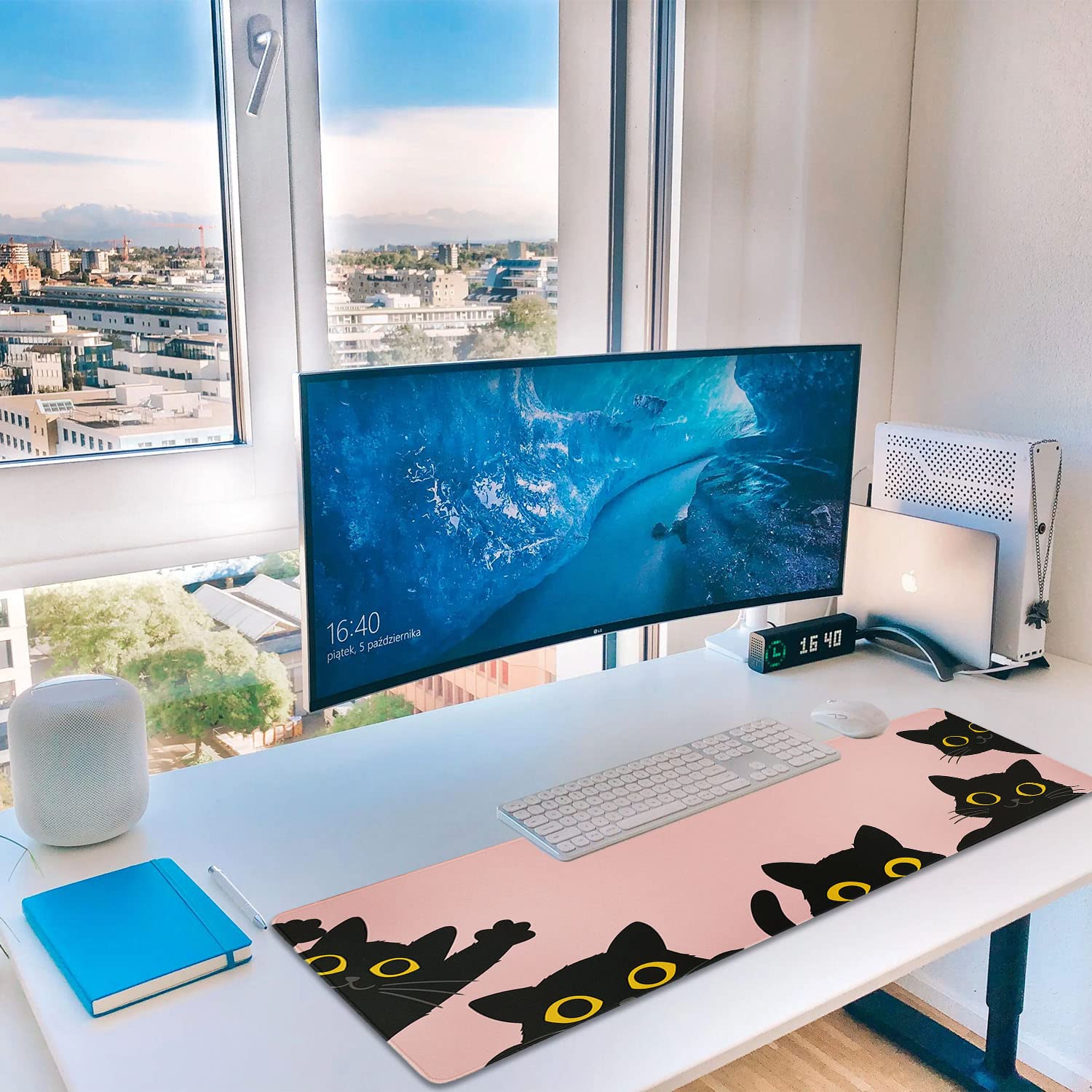 Pink Cute Cats Large Gaming Mouse Pad, Non-Slip Extended Desk Mats on ...