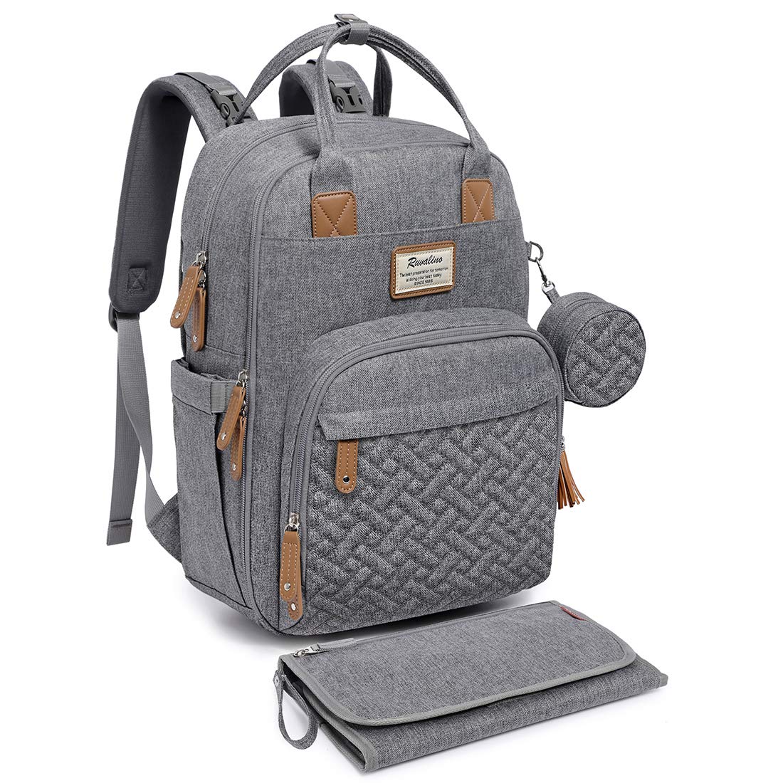 Amazon.com: Diaper Bag Backpack, RUVALINO Neutral All-in-One Baby Bags ...