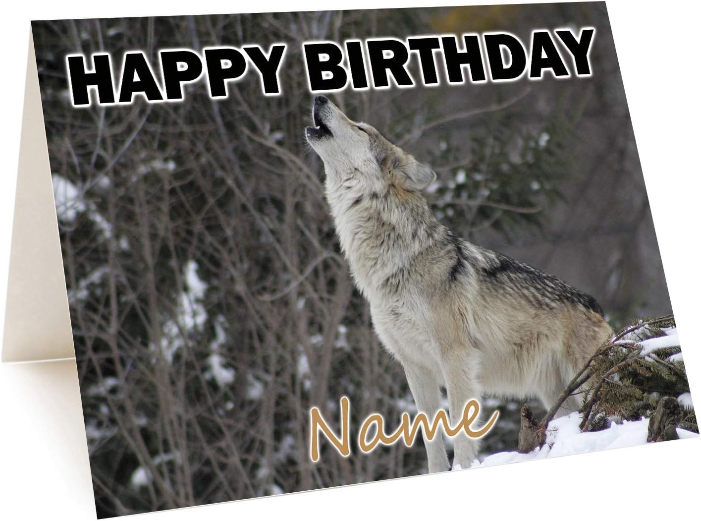 Personalised Wolf Birthday Greeting Card - Any Name : Amazon.co.uk ...