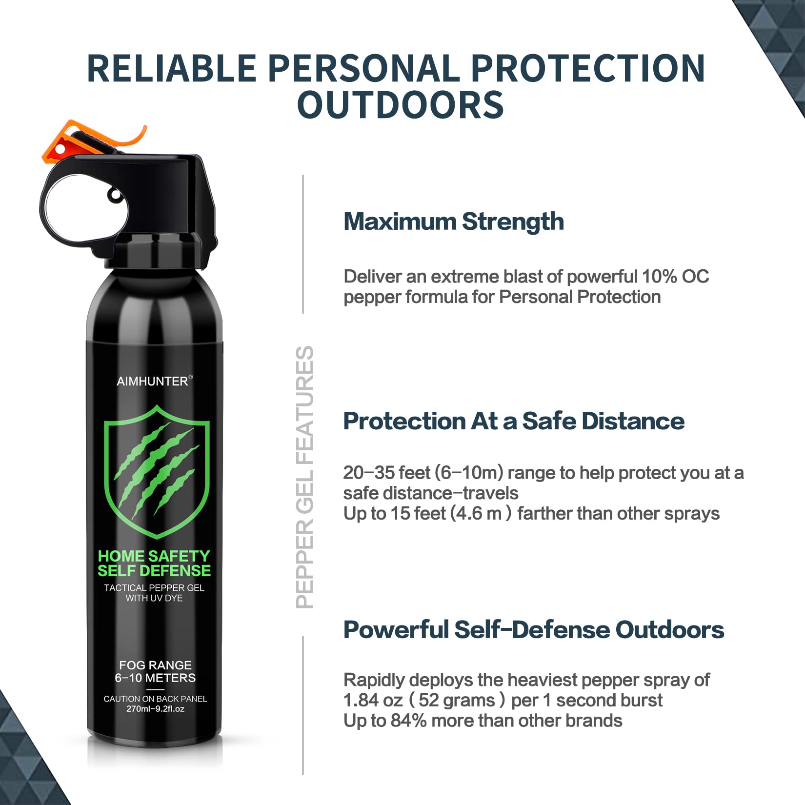 Buy AIMHUNTER Home Self Defense Unit, Tactical Pepper Gel with ...