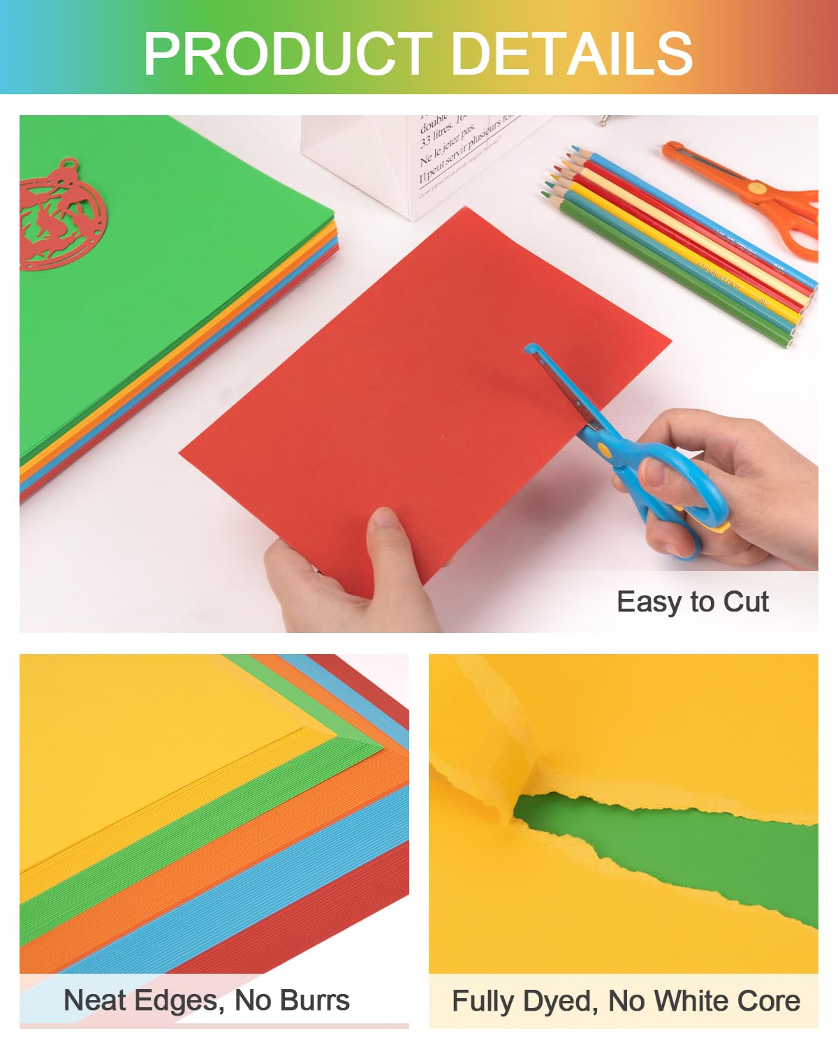 Snapklik.com : Cardstock 85x11 Inch Colored Paper, 5 Colors 120 Sheets ...