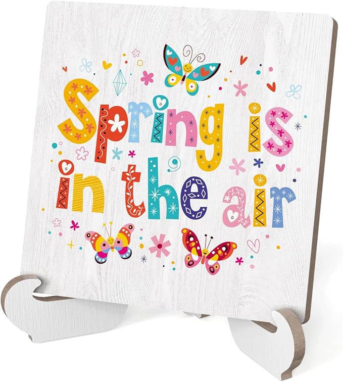 Amazon.com: Funny Spring Decor, Cute Spring Is in The Air Wood Plaque ...