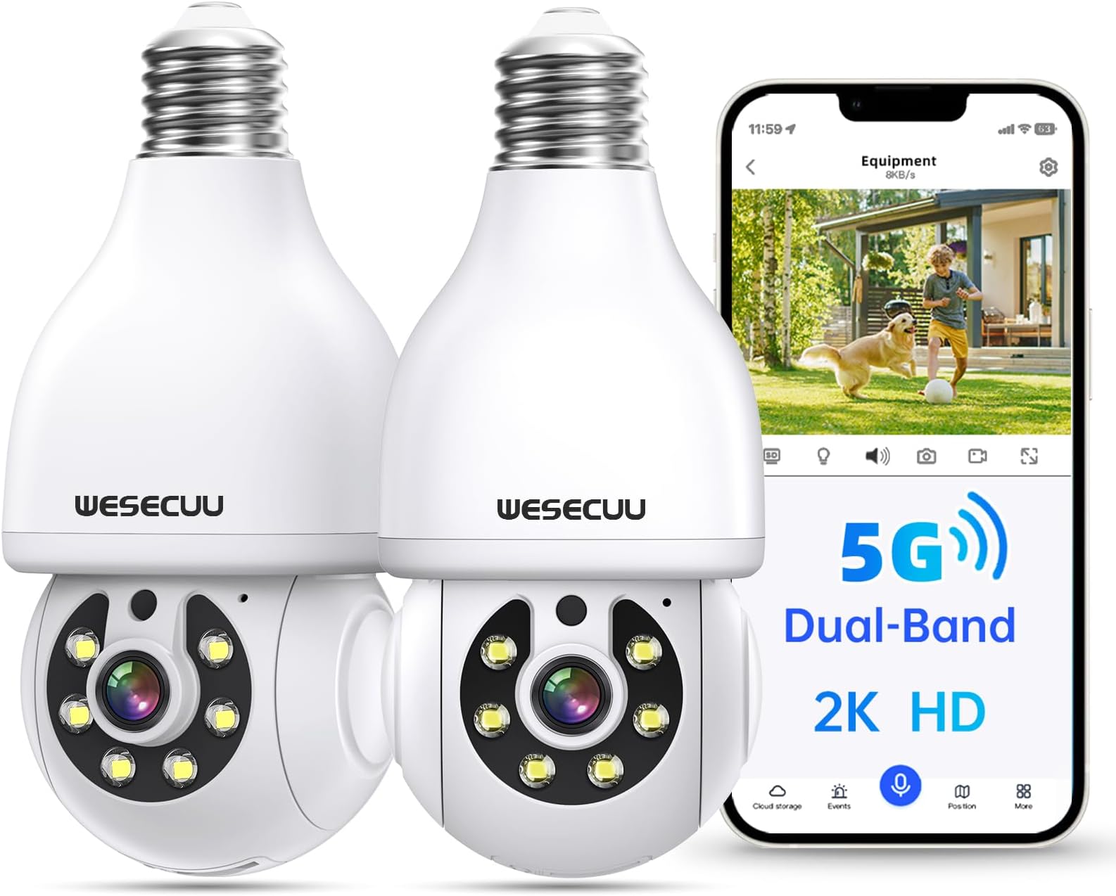 Amazon.com : 2MP Wireless Light Bulb Camera, 2 Pack Light Bulb Camera ...