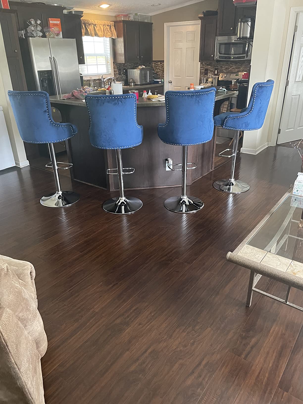 $19/mo - Finance Kitchen High Bar Chair Set of 4 Velvet Counter Height ...