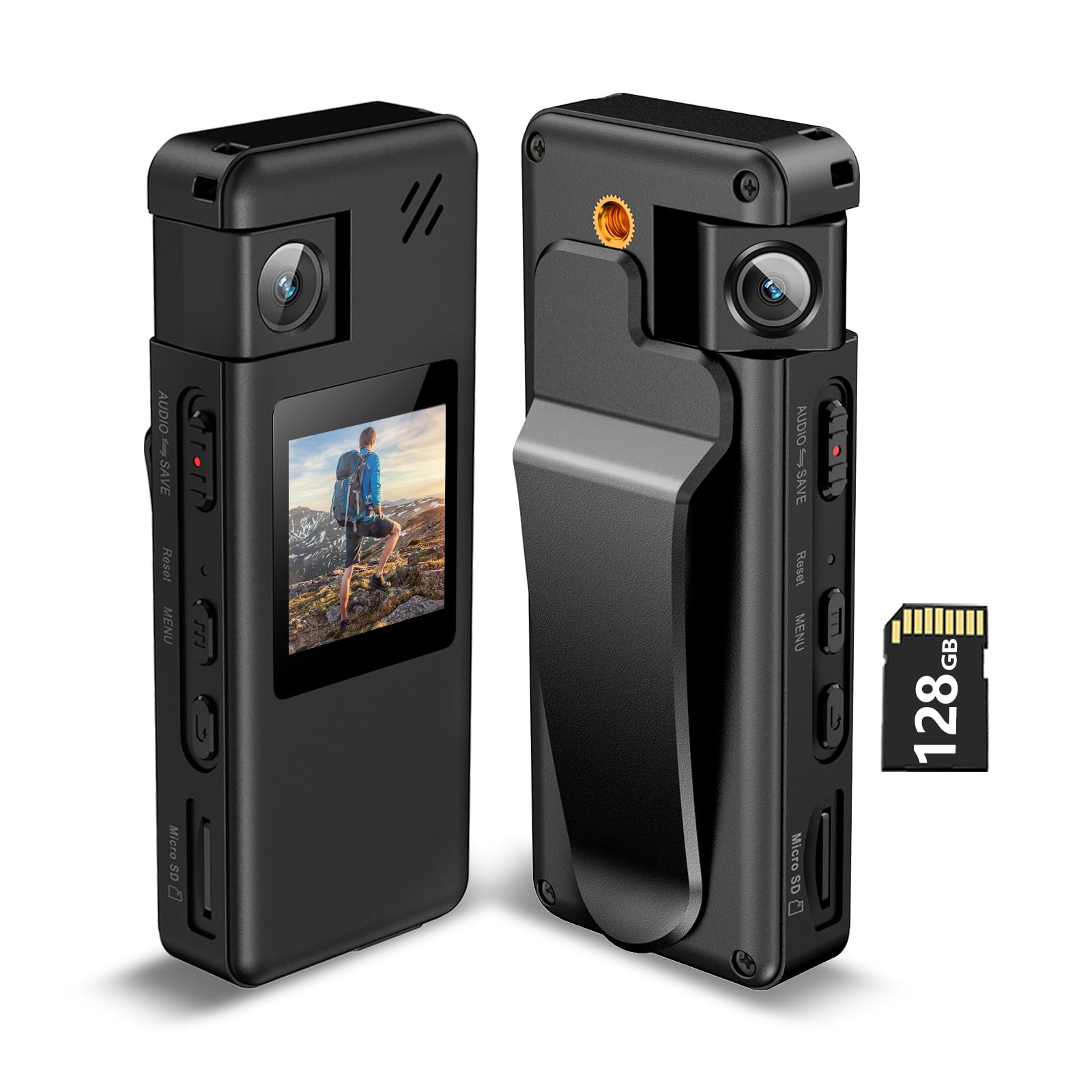 Hoestr A32 128GB Körperkamera, Portable Kamera mit 180° drehbarem ...