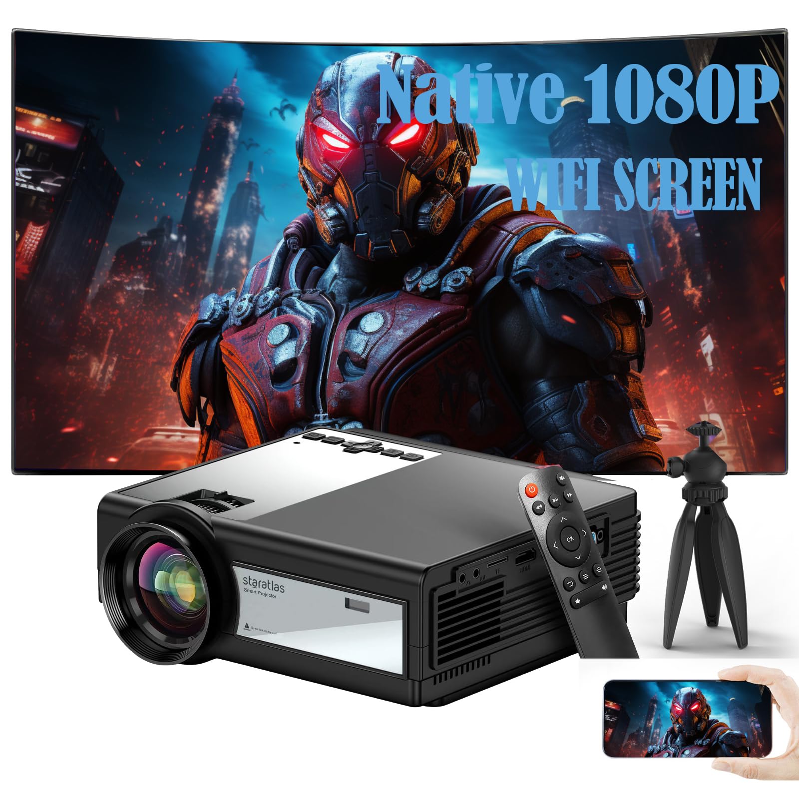 Amazon.com: Projector with Wifi and Bluetooth,Staratlas Native ...