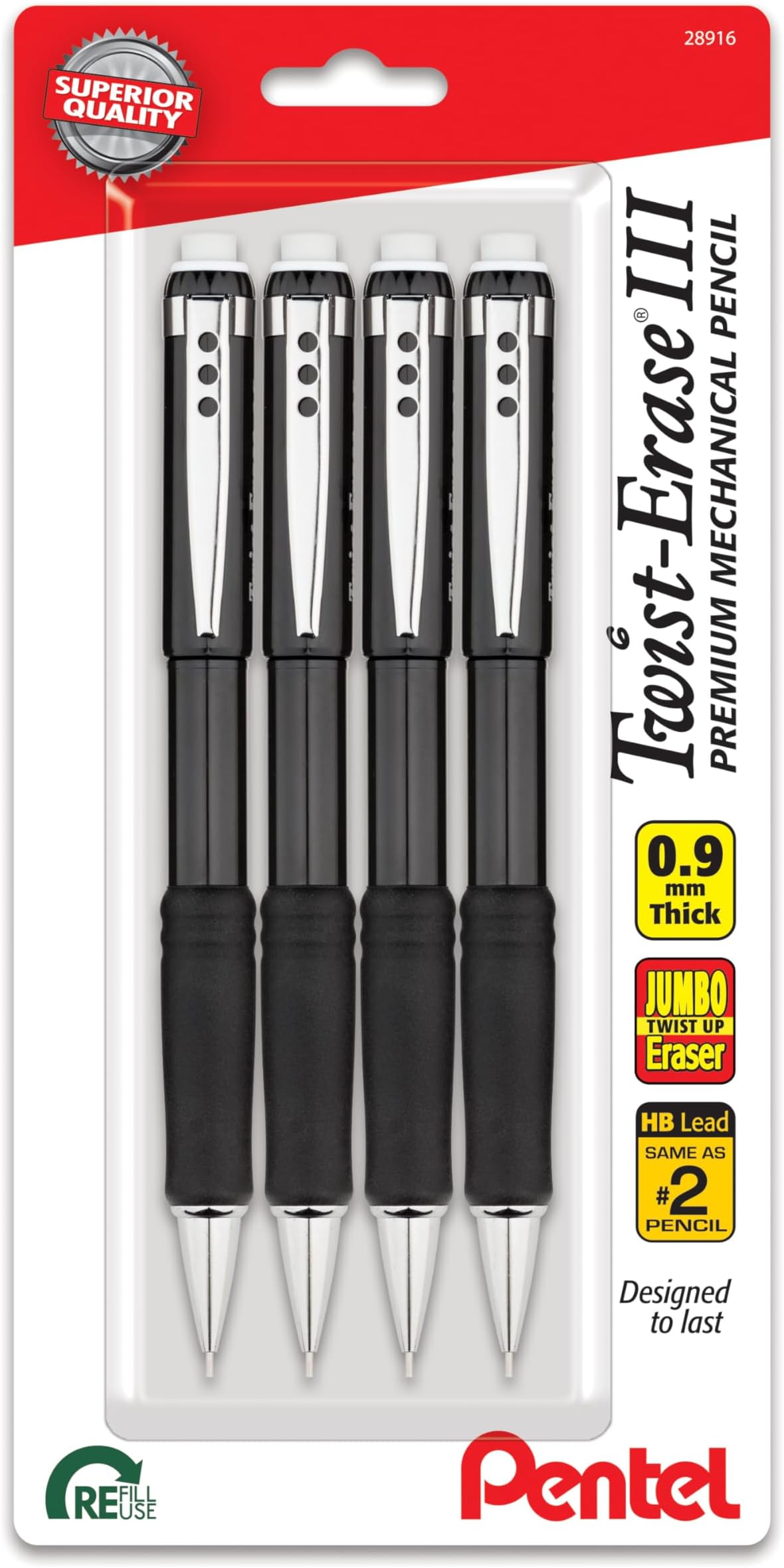 Amazon.com : Pentel Twist-Erase EXPRESS Mechanical Pencil 0.9mm, Red ...