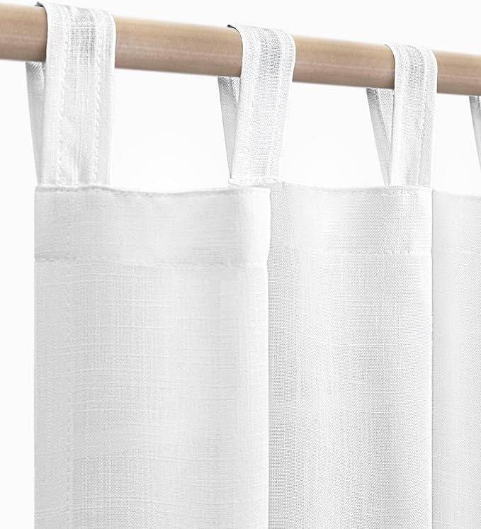 Amazon.com: KOUFALL White Linen Curtains 84 Inches Long 2 Panels,Sheer ...